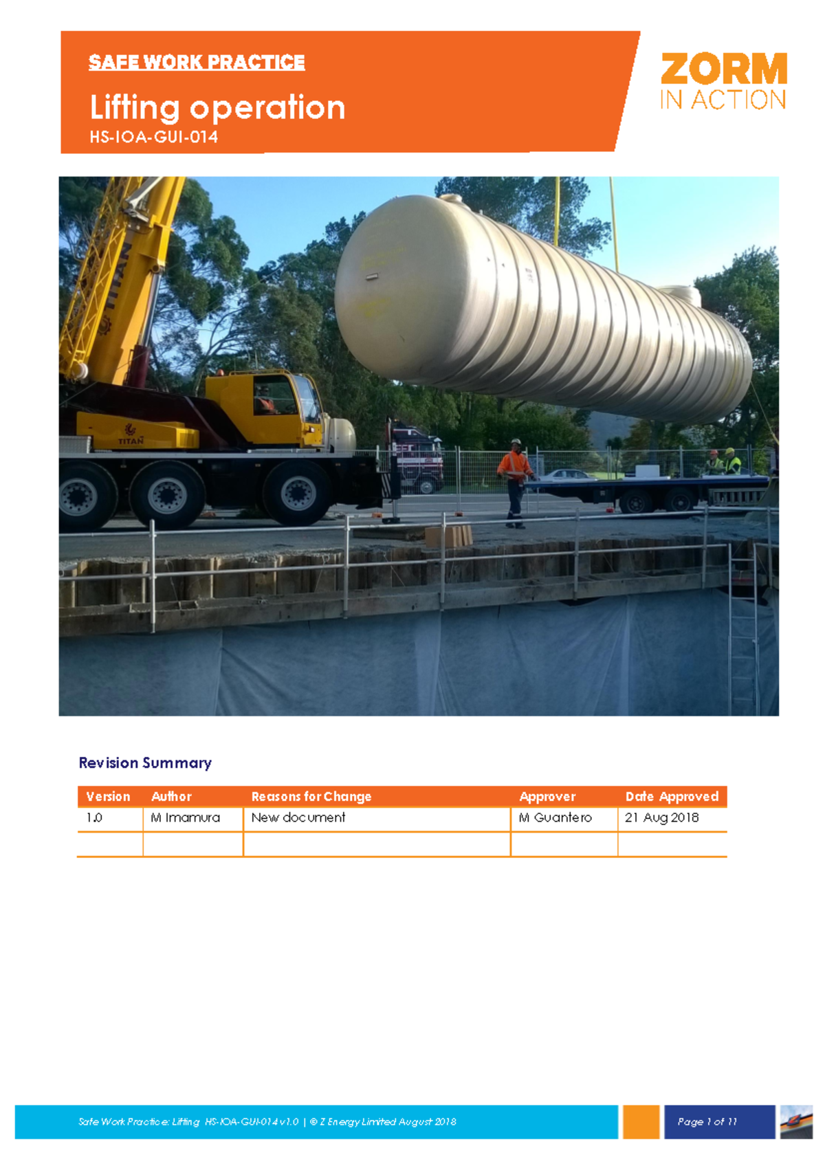 Safe Work Practice Lifting operations - Revision Summary Version Author ...