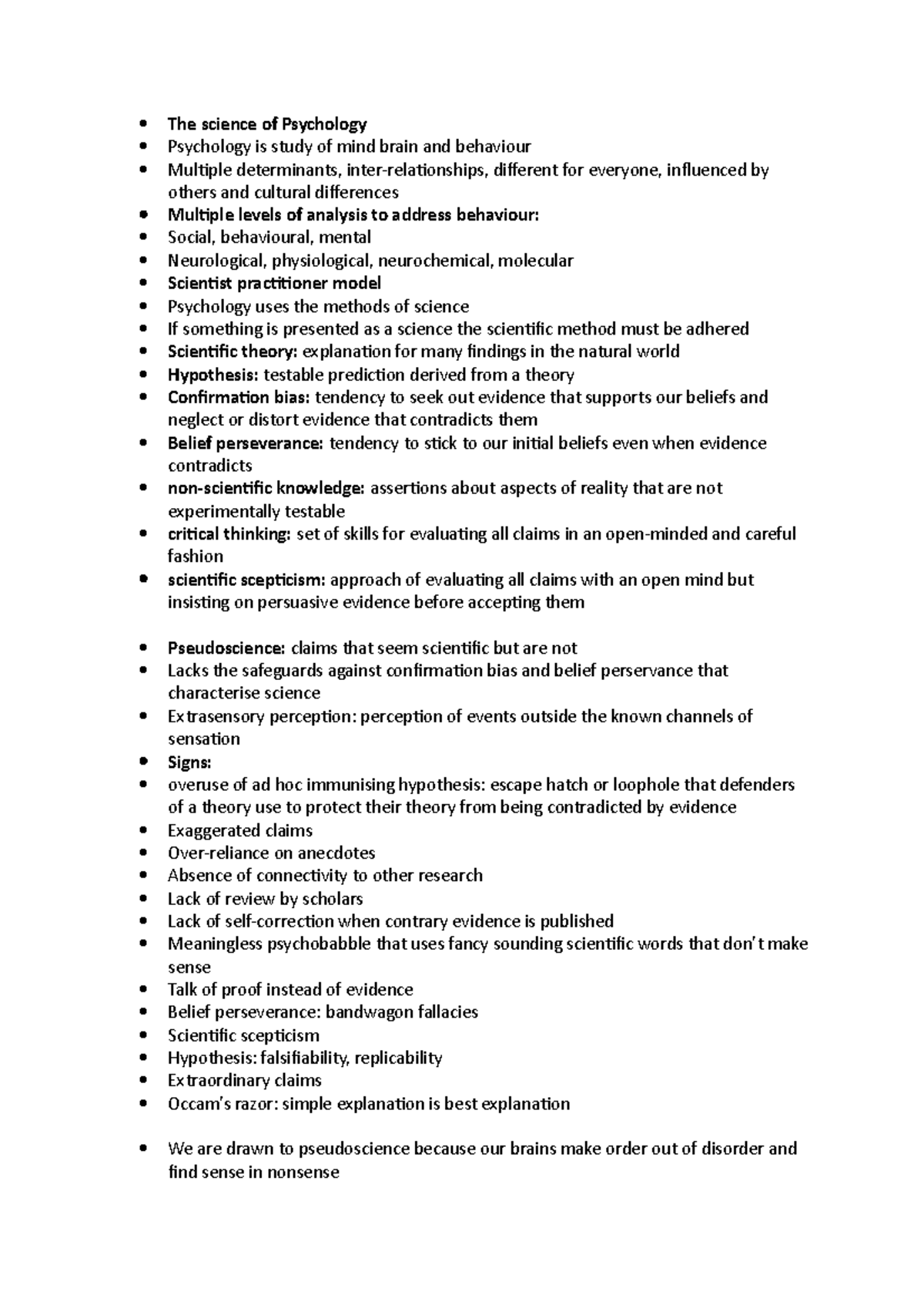 Module 1- Science and Practice of Psychology - The science of ...