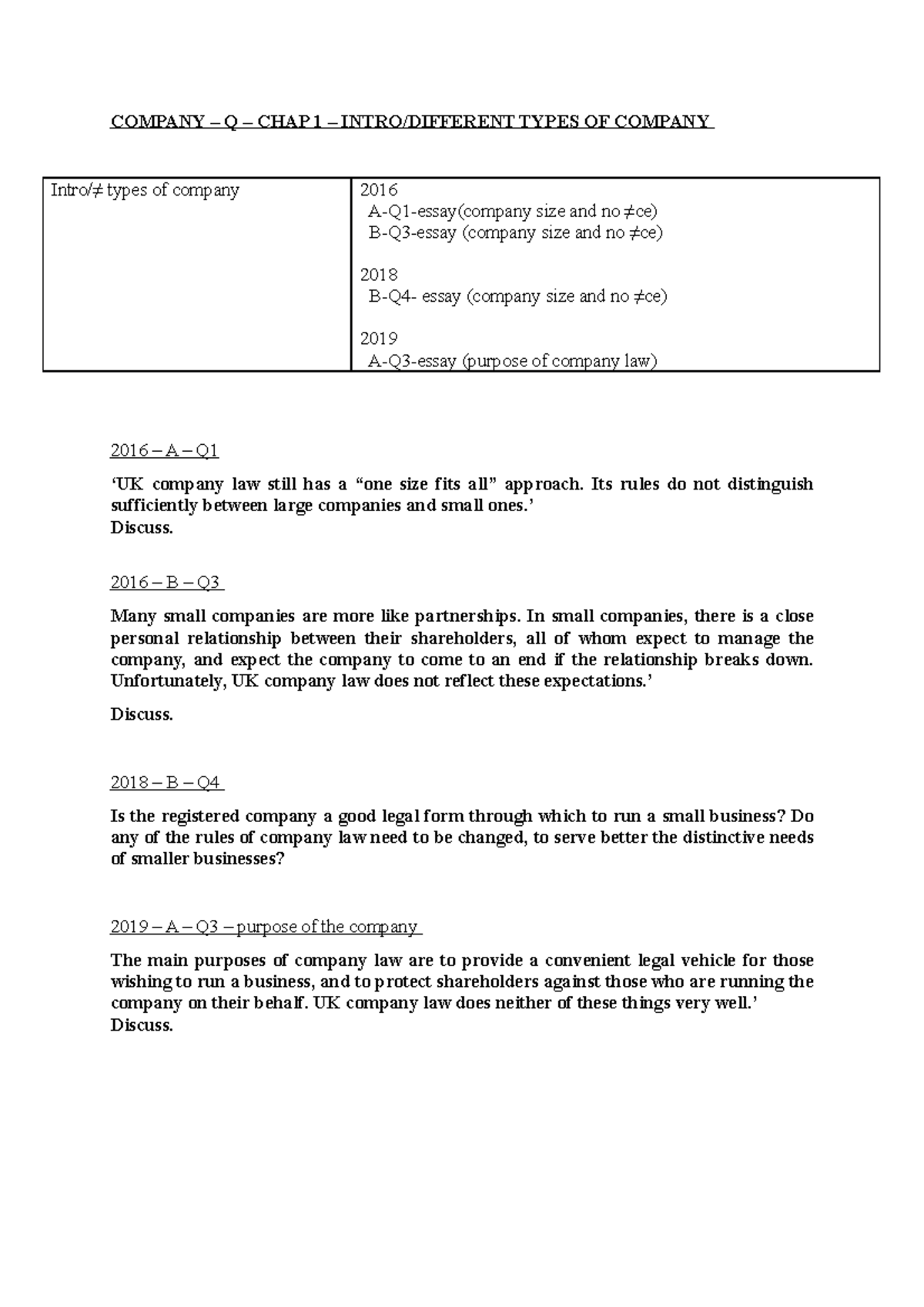 1. Intro - Difference companies - Exam Questions and Corrections ...