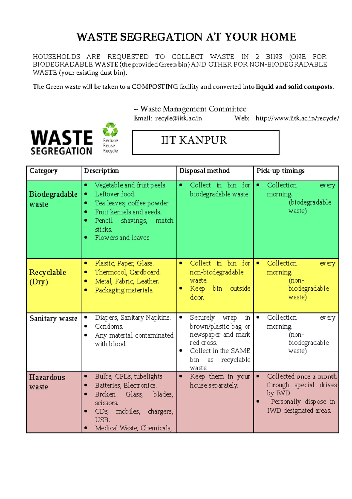 Waste poster type23 - WASTE SEGREGATION AT YOUR HOME HOUSEHOLDS ARE ...