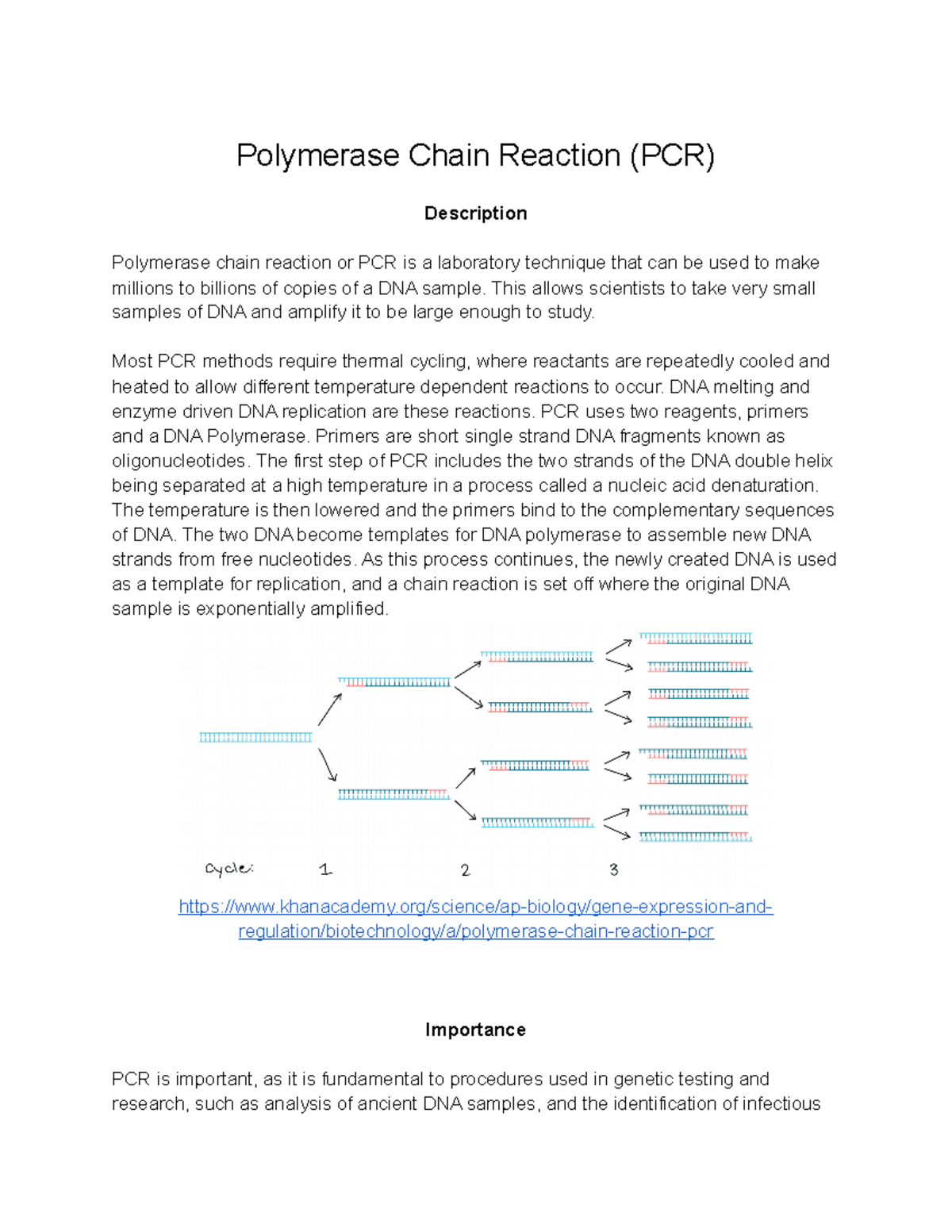 Project 5 Fall 2021 - Polymerase Chain Reaction (PCR) Description ...