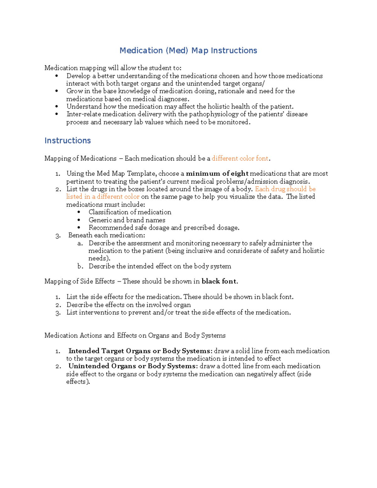 Medication Map Instructions version Fall 2021 - Medication (Med) Map ...