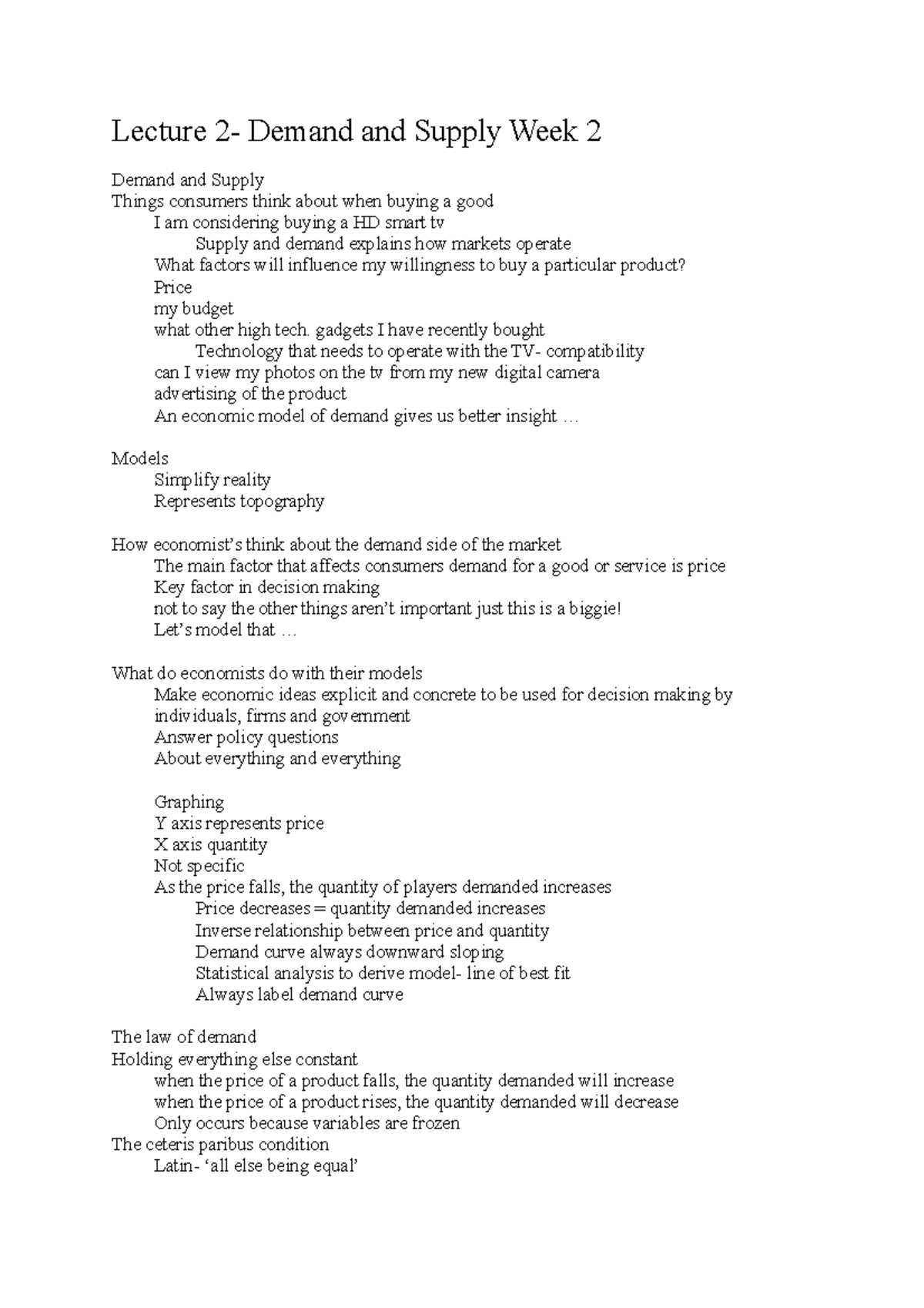 Week 2 Lecture 2 The Interaction Of Supply And Demand Lecture 2 Demand And Supply Week 2