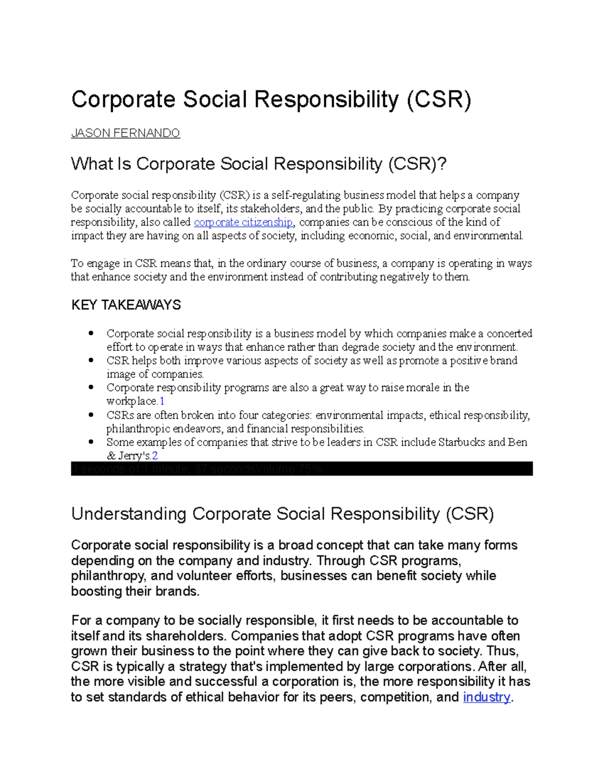 Businesslecture 4Corporate Social Responsibility - Corporate Social ...