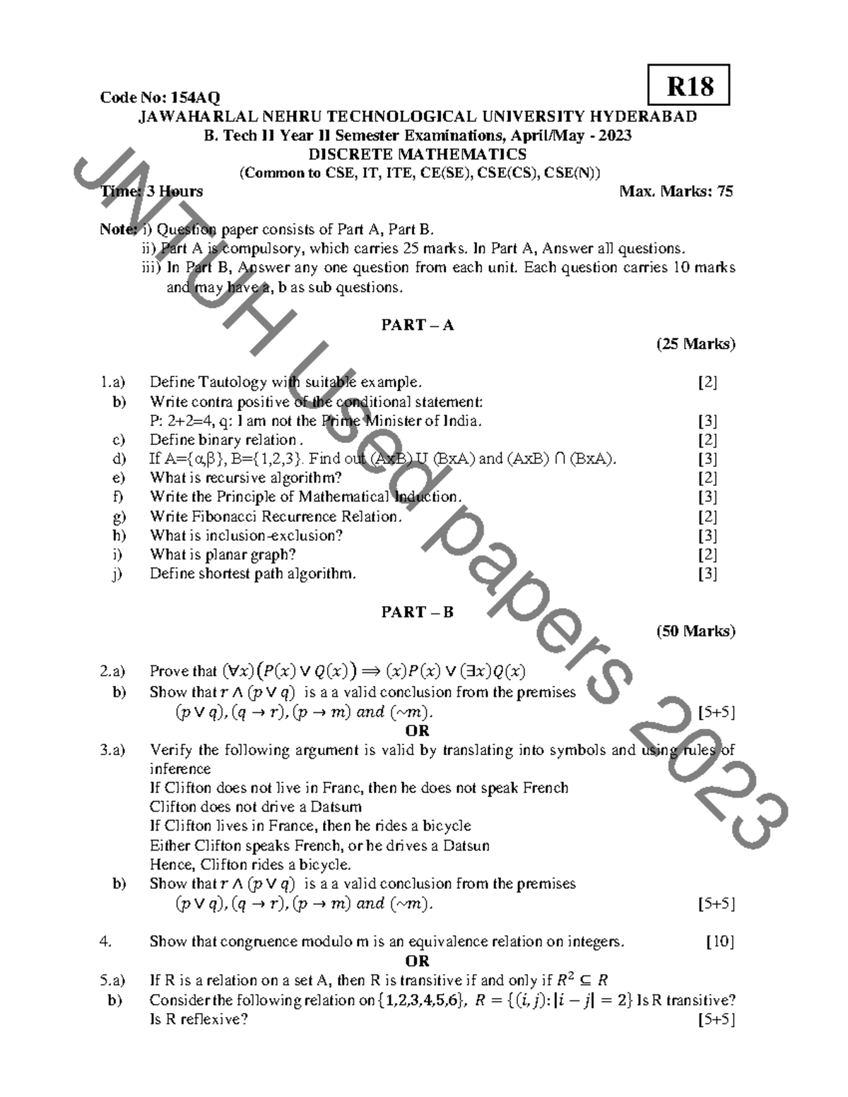 April May-2023 - Previous year question paper - Code No: 154AQ ...