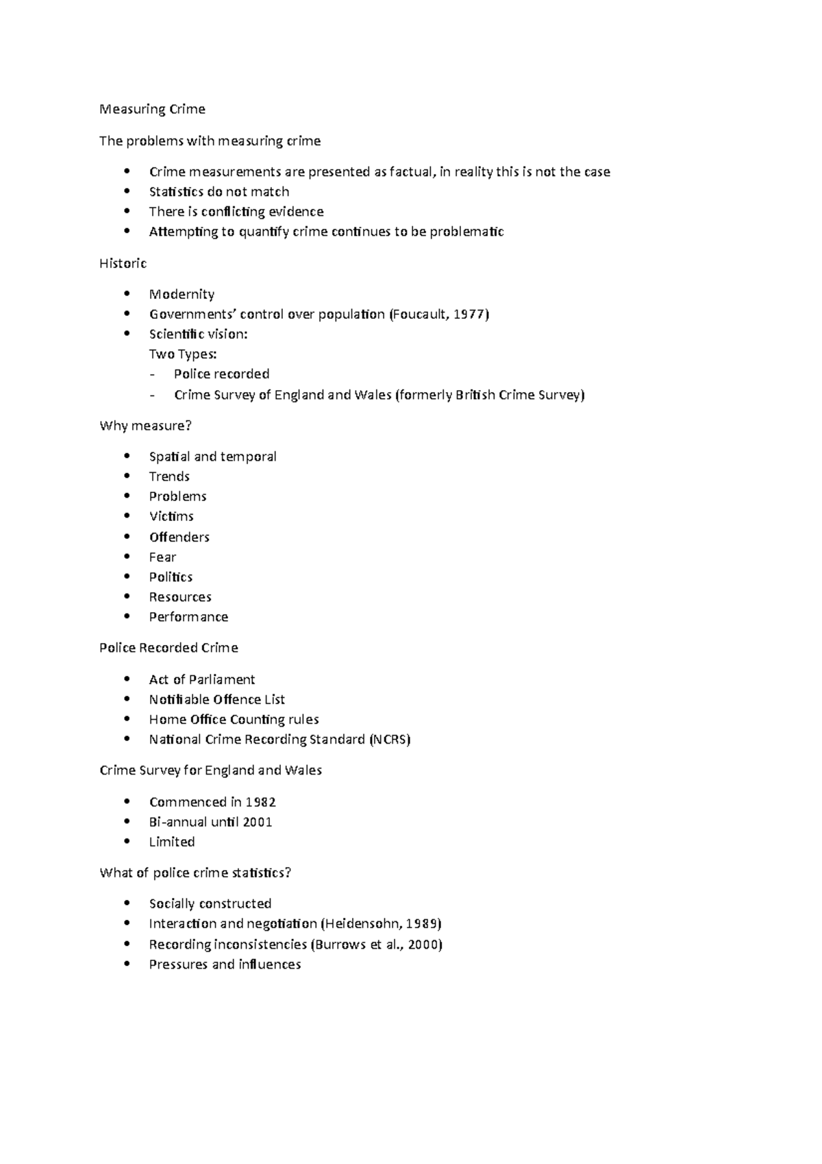 3 - lecture notes - Measuring Crime The problems with measuring crime ...