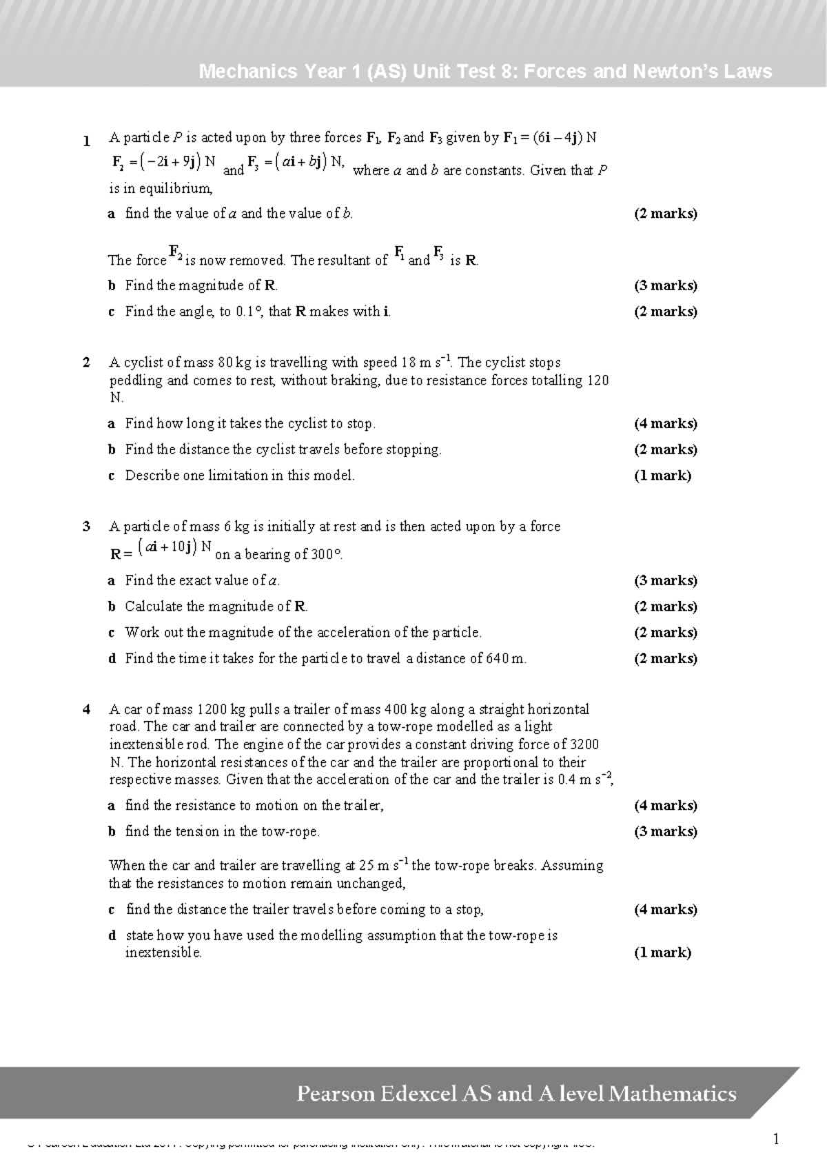 507803915 as maths mechanics unit 8 test - Mechanics Year 1 (AS) Unit ...