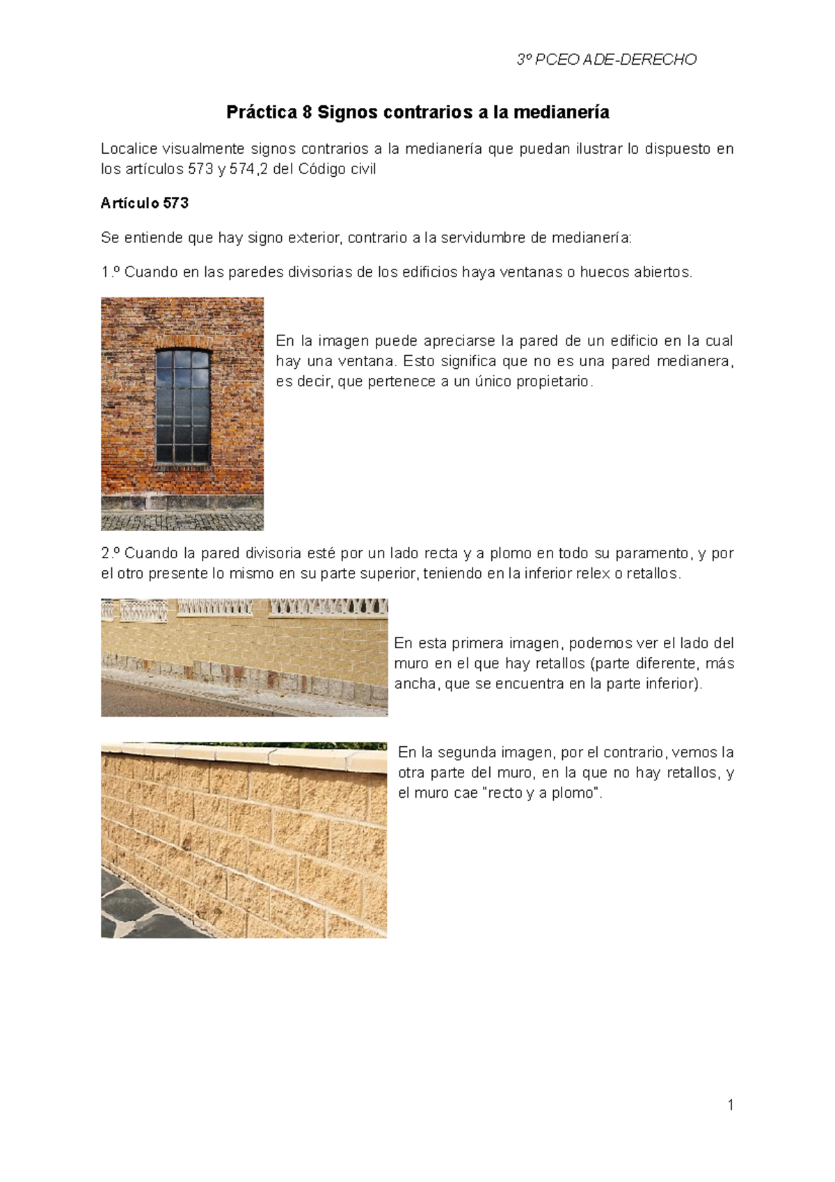 Práctica de medianería - Práctica 8 Signos contrarios a la medianería ...
