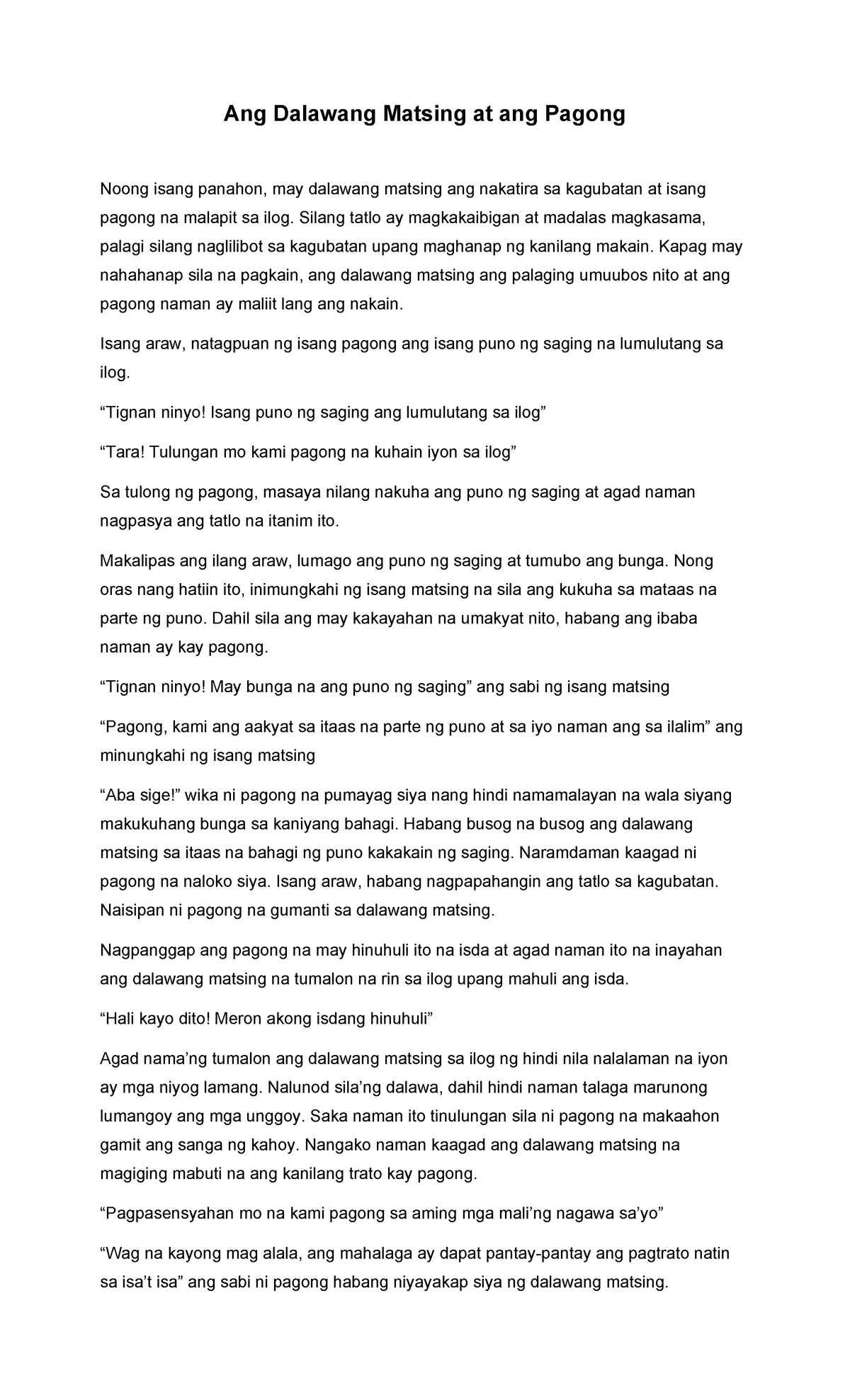 2monk1tortil - help - Ang Dalawang Matsing at ang Pagong Noong isang ...