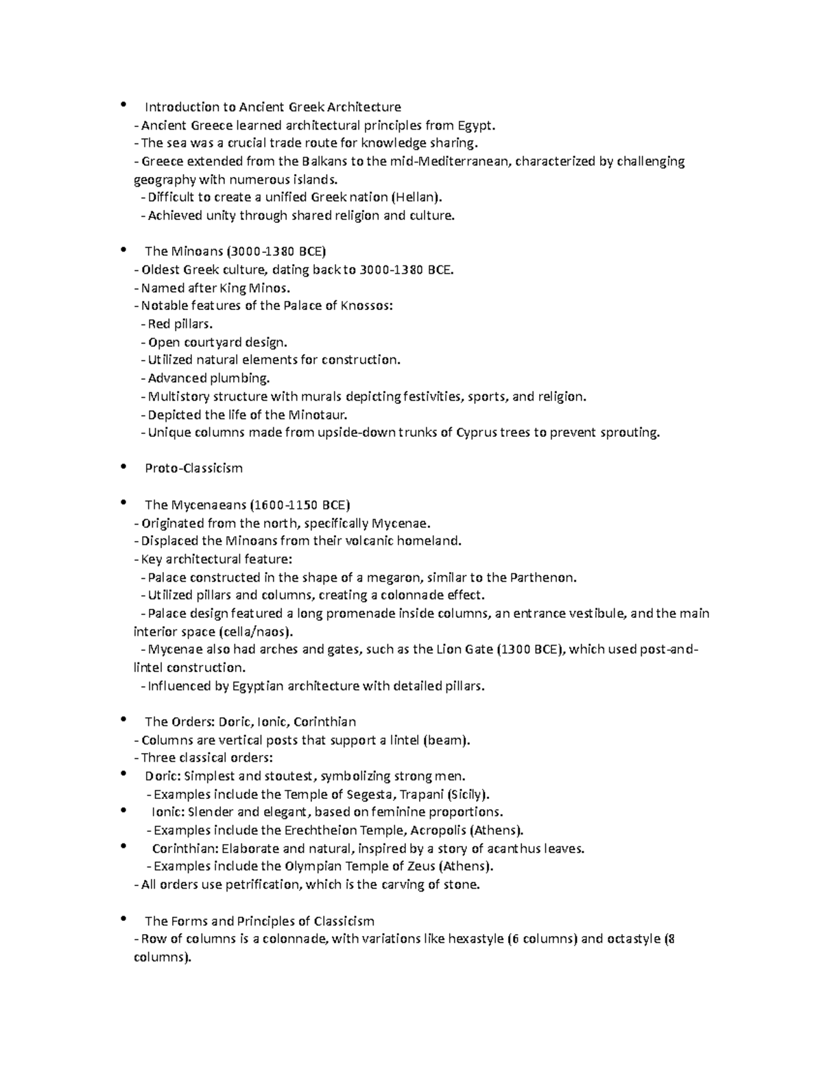 ARTH1200 3 - lecture notes - Introduction to Ancient Greek Architecture ...