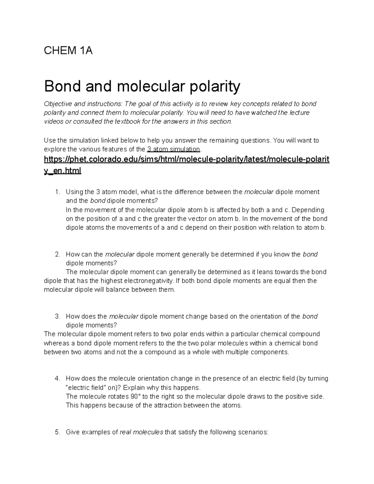 Notes 7 intermolecular forces - CHEM 1A Bond and molecular polarity ...