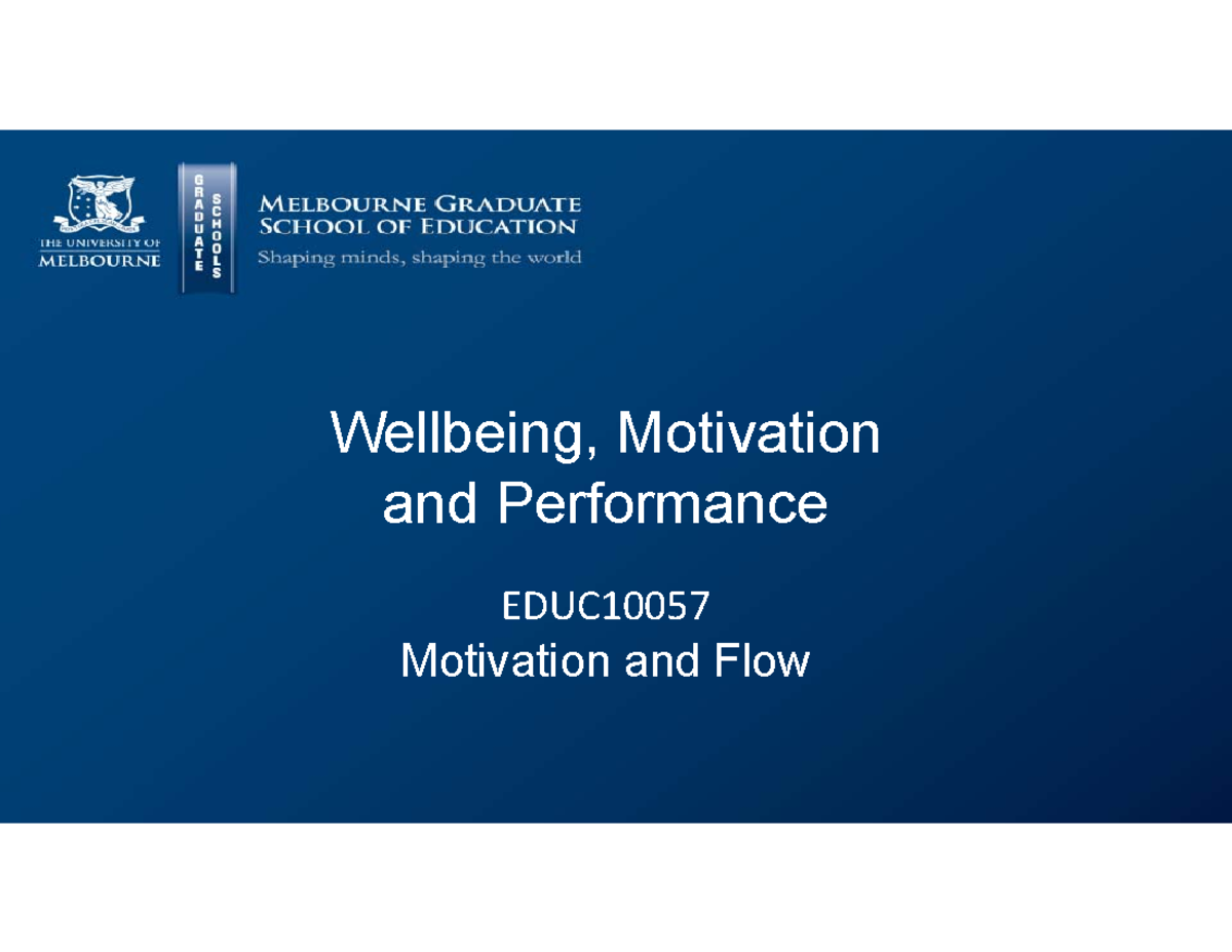 WMP 2020 Motivation & Flow (final) LMS - Wellbeing, Motivation and ...