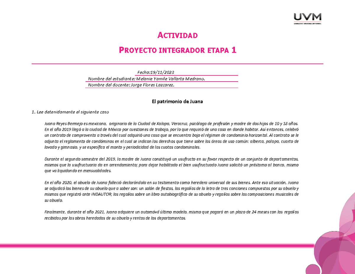 A#3 MYVM Bienes Y Derechos Reales (SRA Juana) - ACTIVIDAD PROYECTO ...
