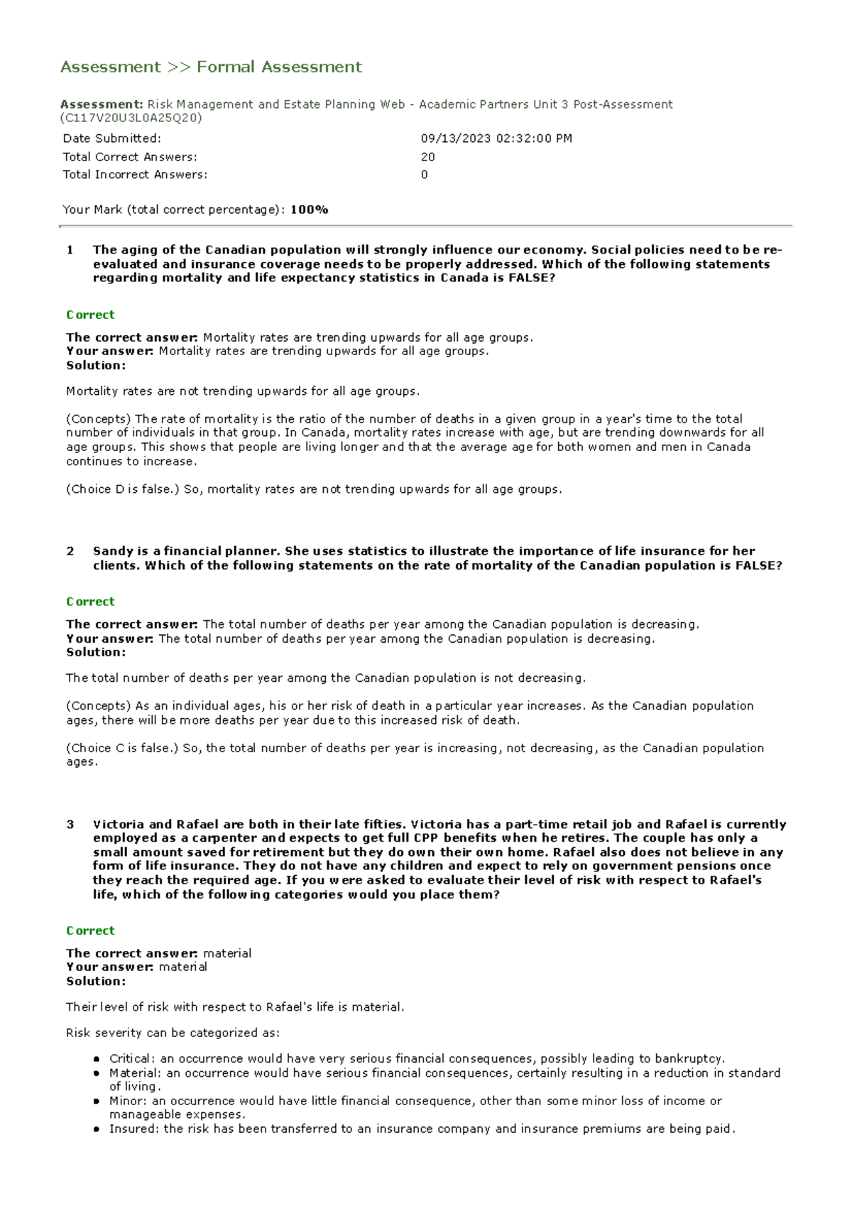 Formal Assessment 3 - Assessment >> Formal Assessment Assessment: Risk ...