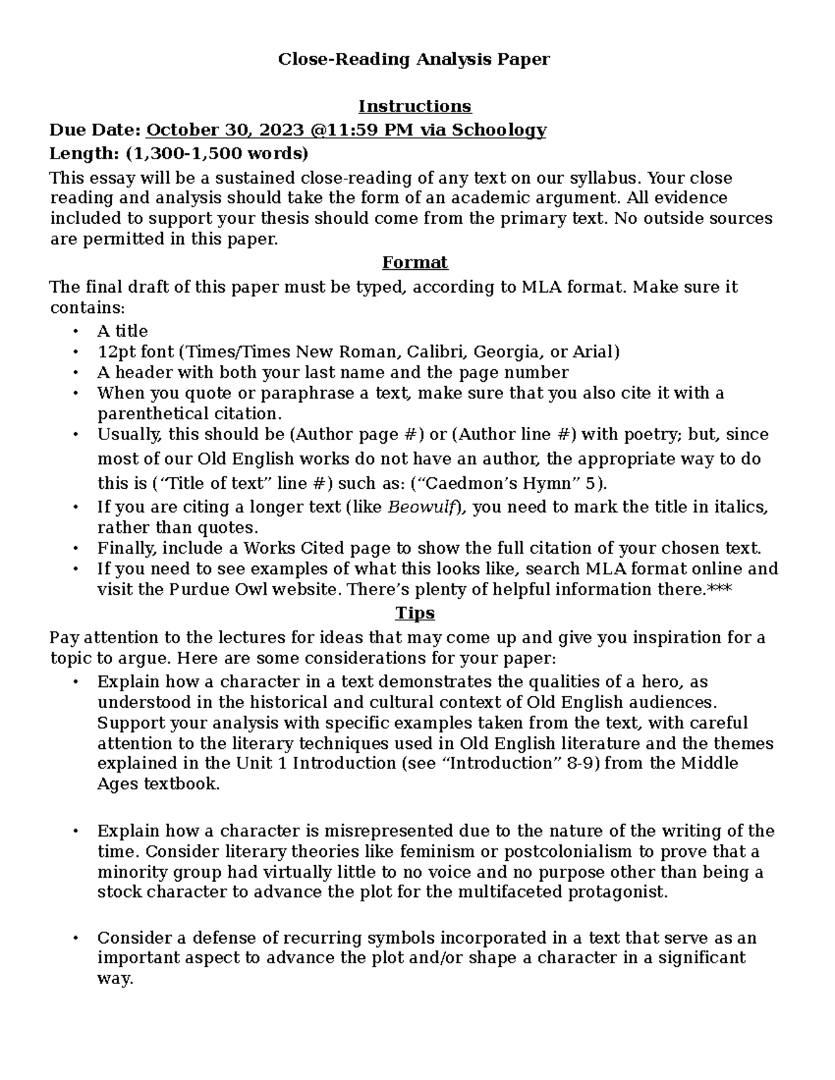 Close Reading Analysis Paper - Close-Reading Analysis Paper ...