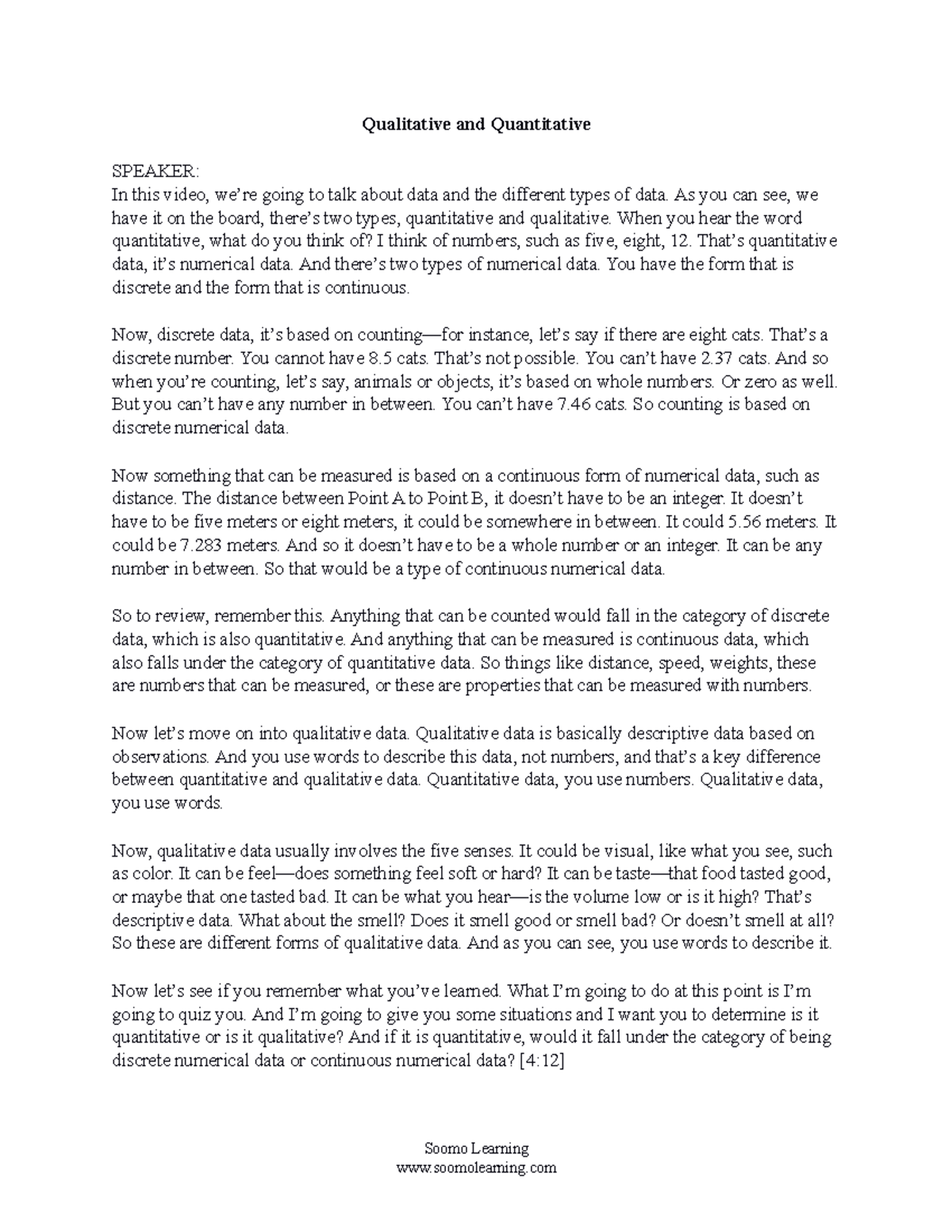 Qualitative and Quantitative transcript - Qualitative and Quantitative ...