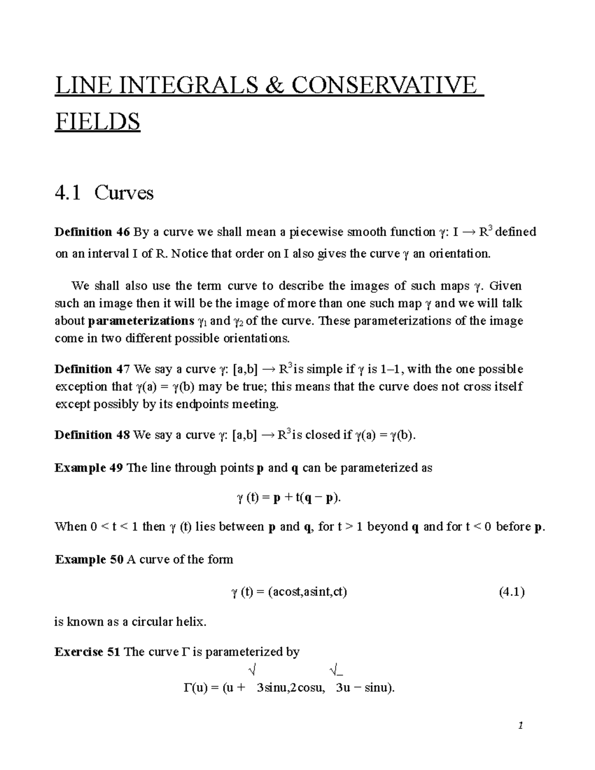 Multi Calc-7 - LINE INTEGRALS and CONSERVATIVE FIELDS - LINE INTEGRALS & CONSERVATIVE FIELDS 4 ...