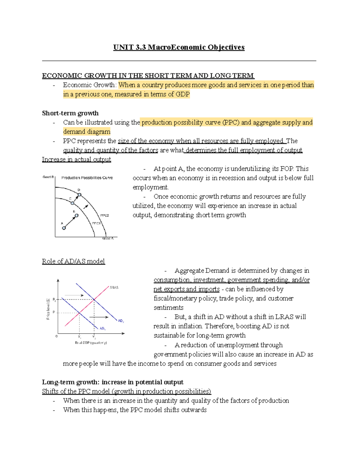 Economics Reviewer - 3.3 Macro Economic Objectives - UNIT 3 ...