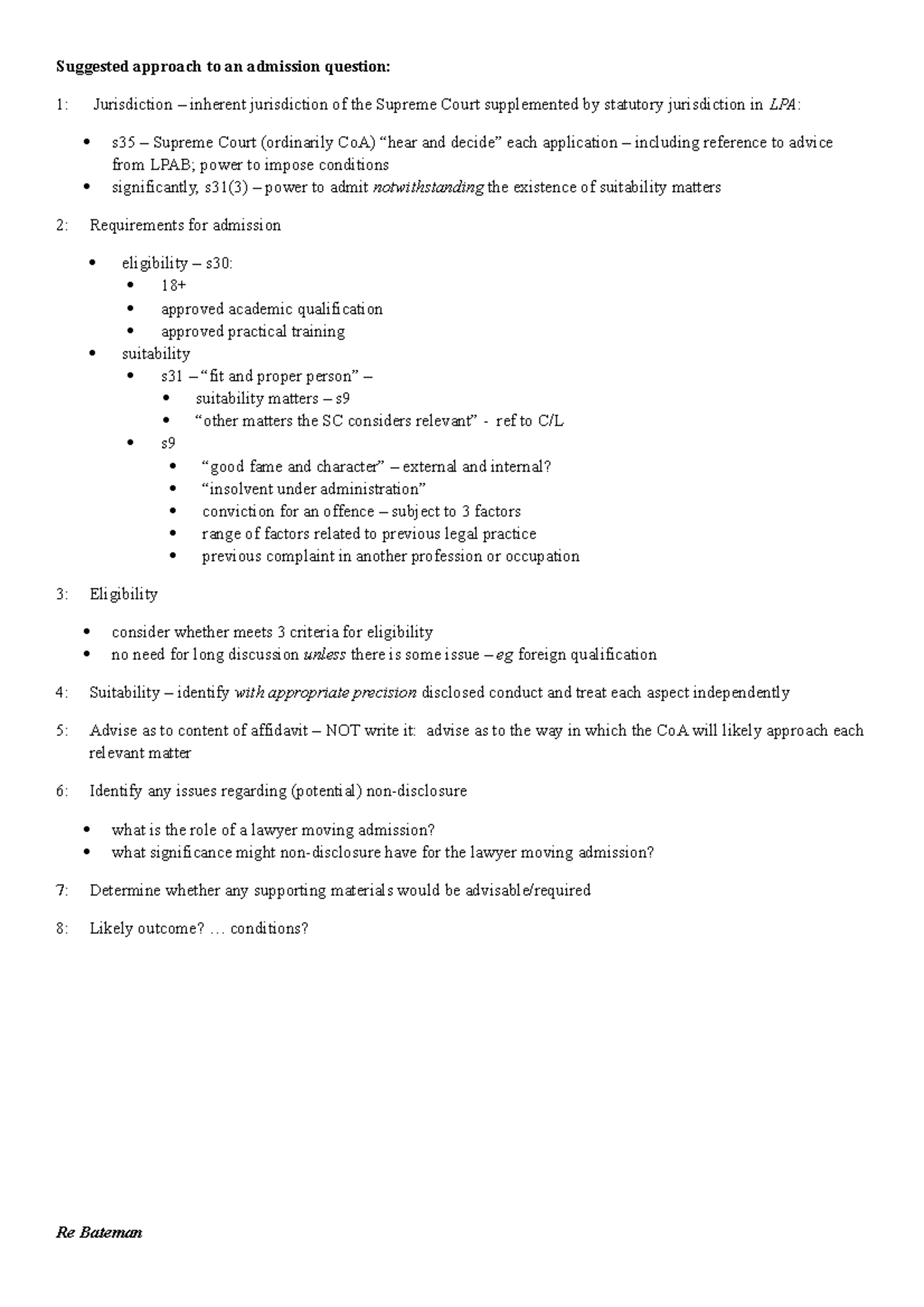 Admission Guideline & Example - Suggested approach to an admission ...