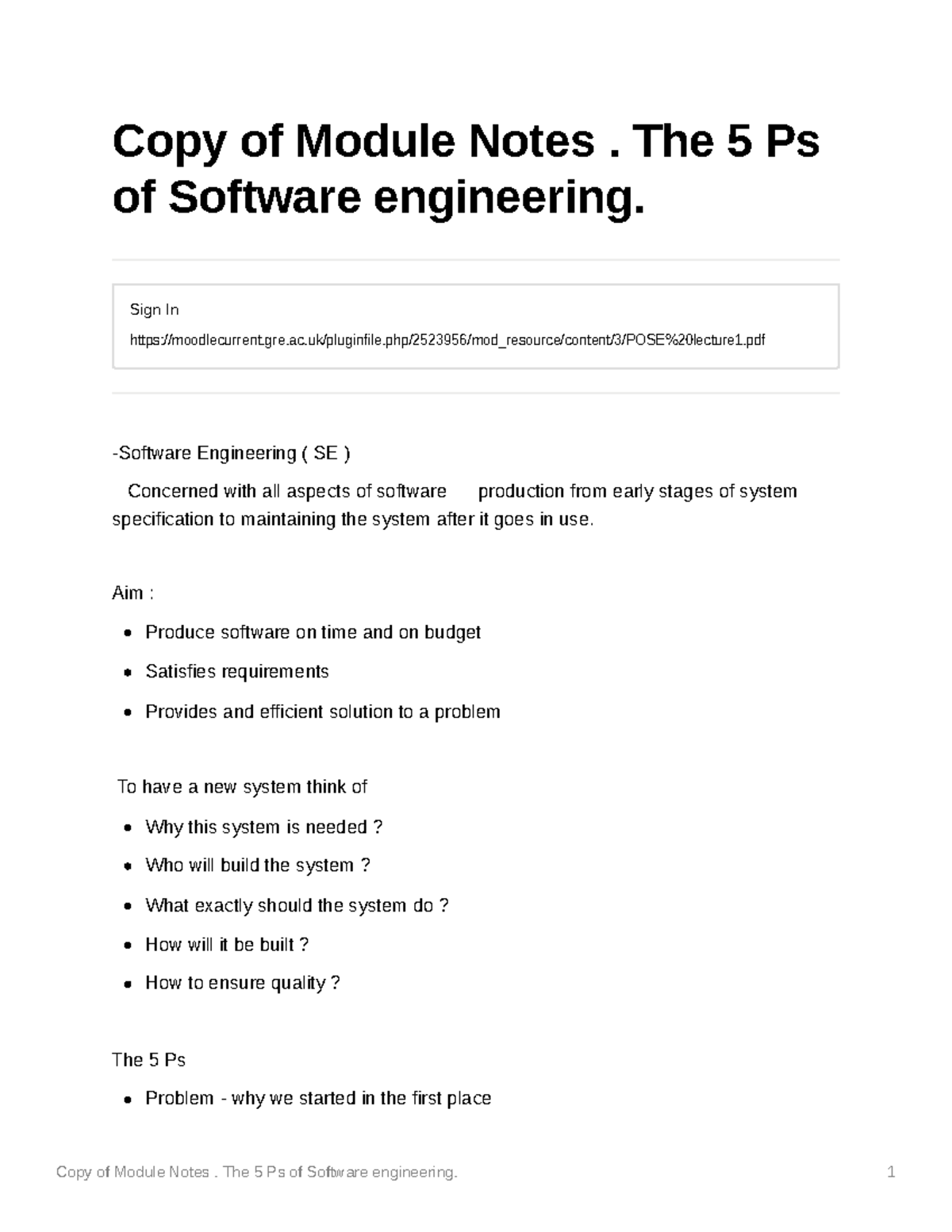 The 5 Ps of engineering and programming first semester - Copy of Module ...