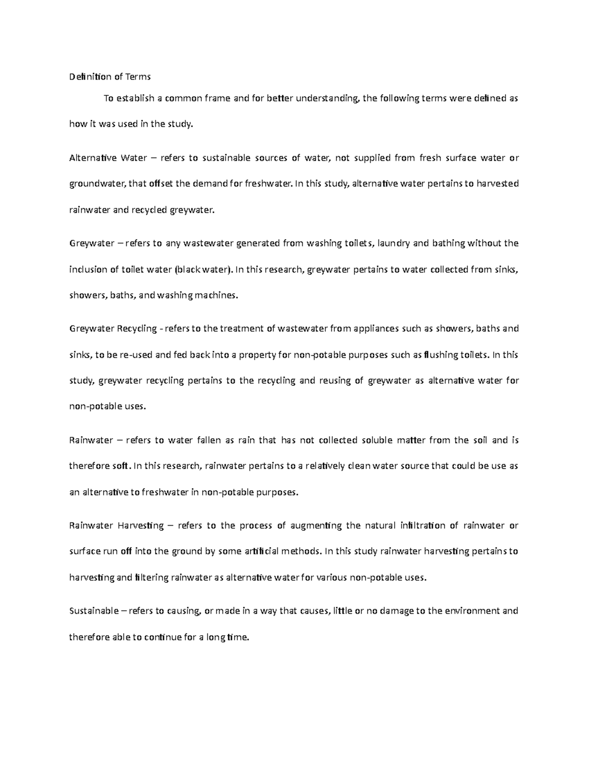 Definition draft - Definition of Terms To establish a common frame and ...