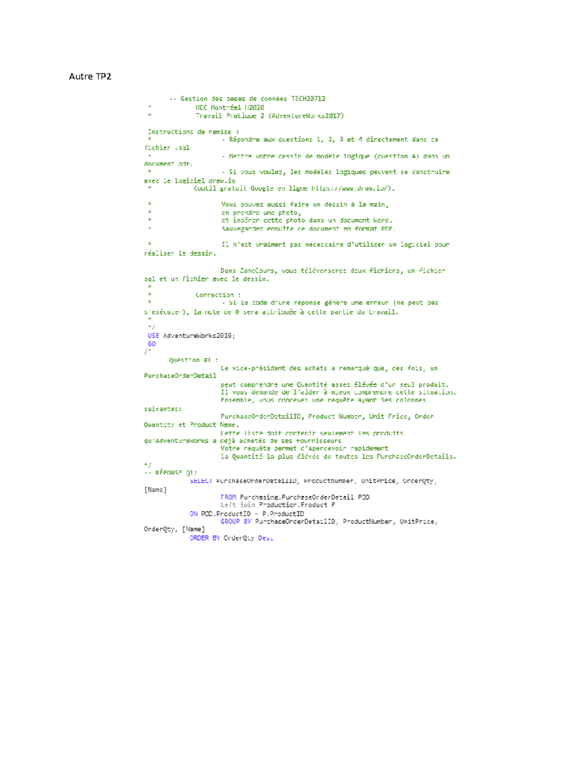 Autre TP2 - avec correction - 371216 - Autre TP - Studocu