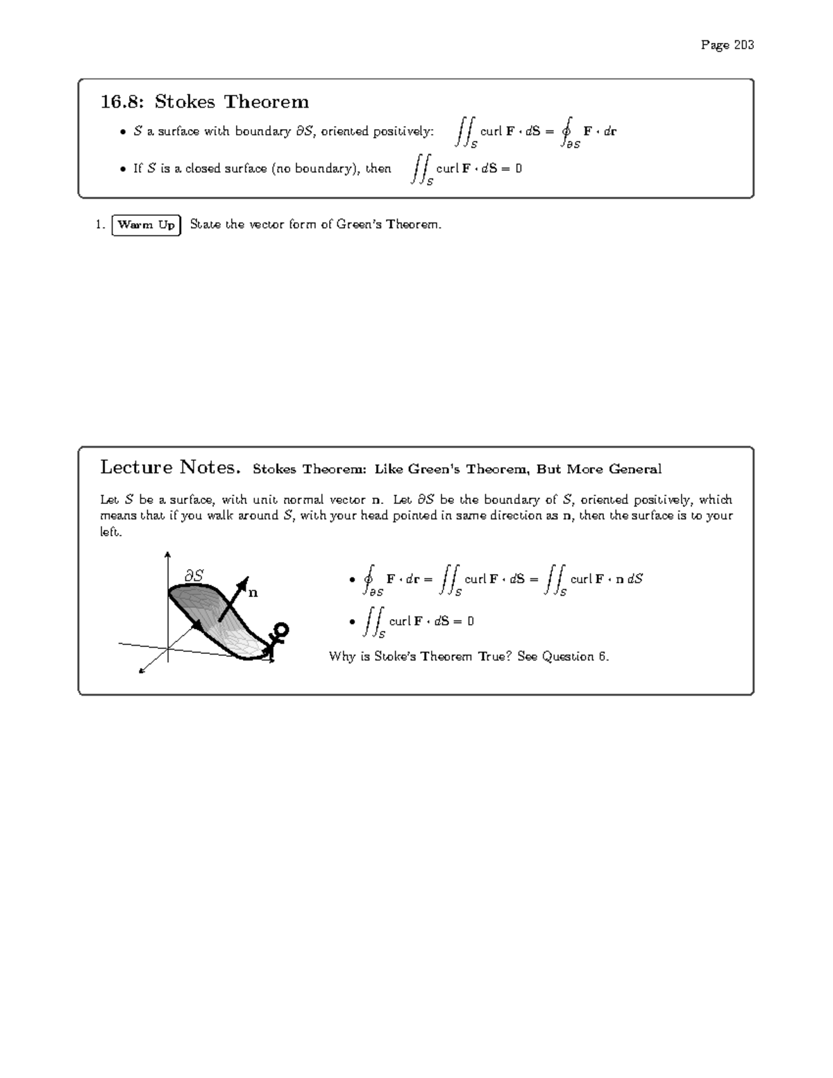 16.8 Stokes Theorem - Blake Thornton - 16: Stokes Theorem S a surface ...