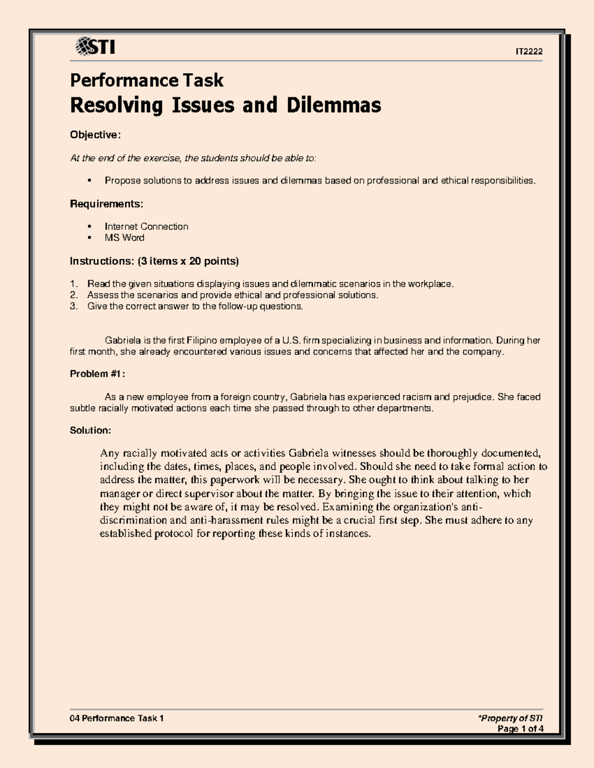 04 Performance Task 1 Buot Sol - 04 Performance Task 1 *Property of STI ...