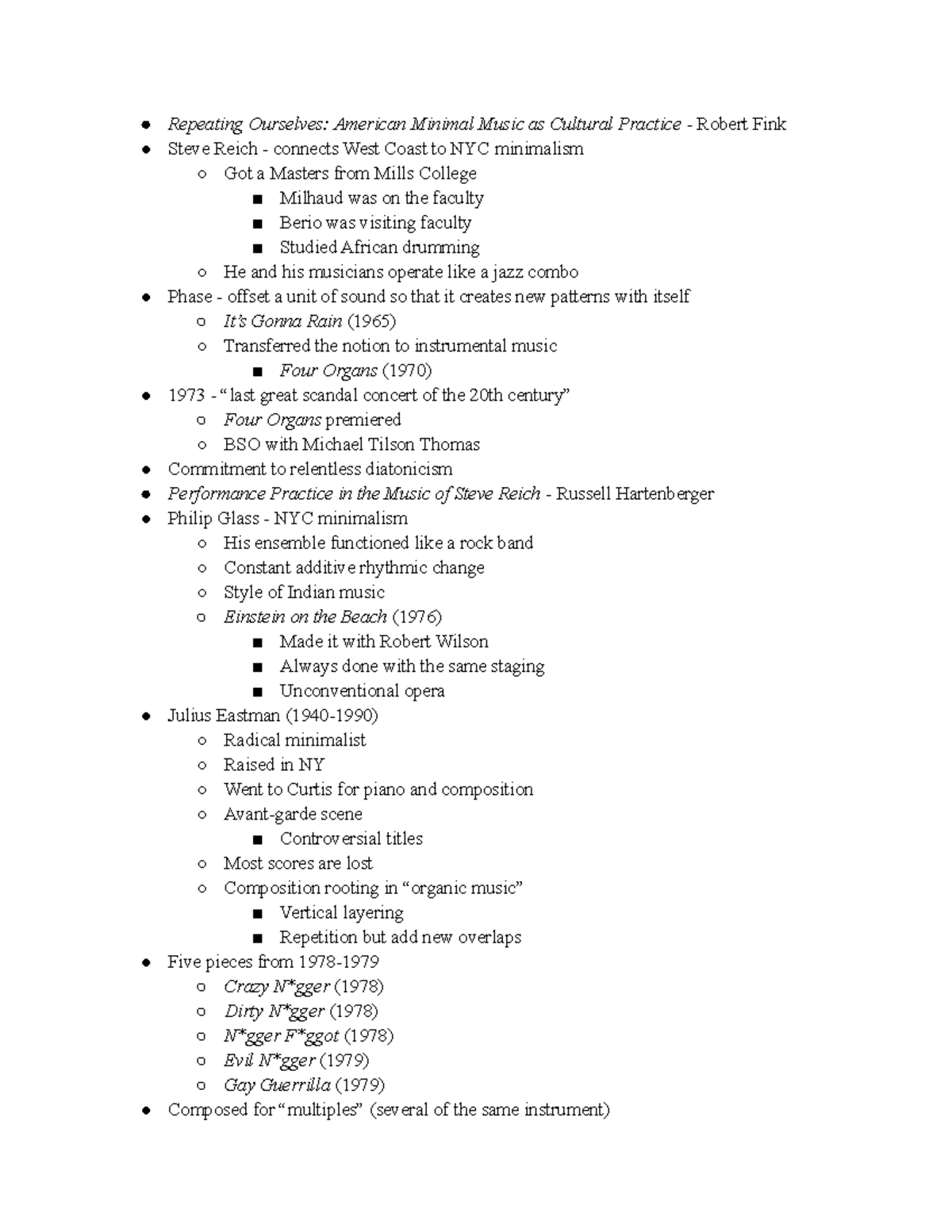 Notes 11 27 - Prof. Joy Calico - Repeating Ourselves: American Minimal ...