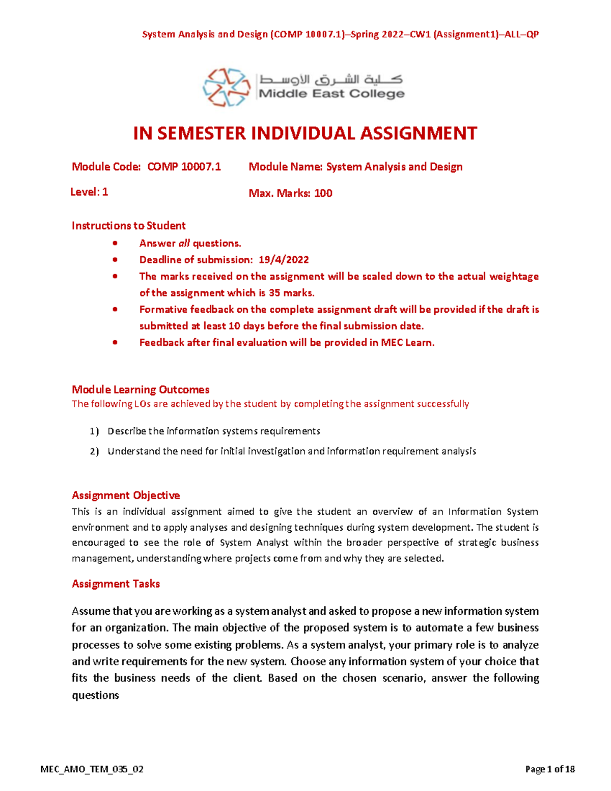 computer science - Instructions to Student Answer all questions ...