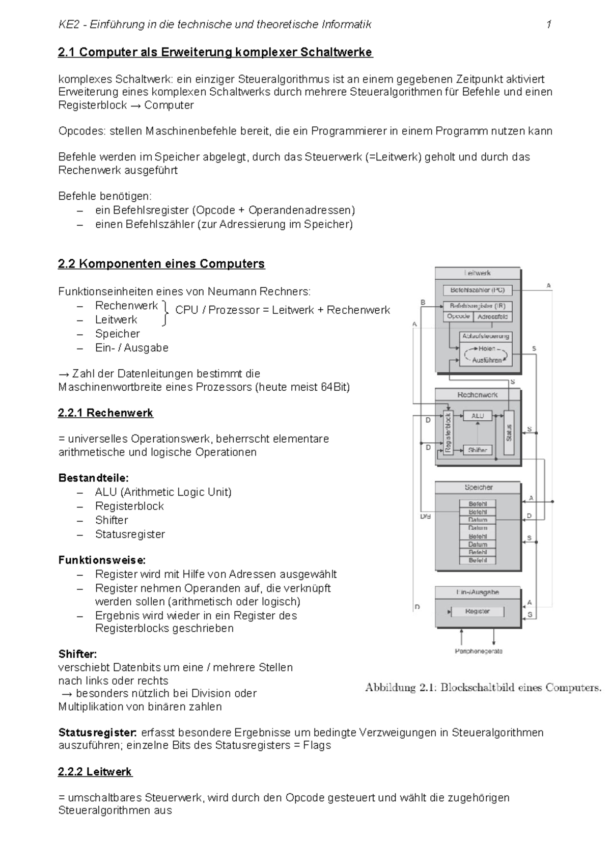 Technische und theoretische Informatik - Zusammenfassung_KE2 - 2 ...