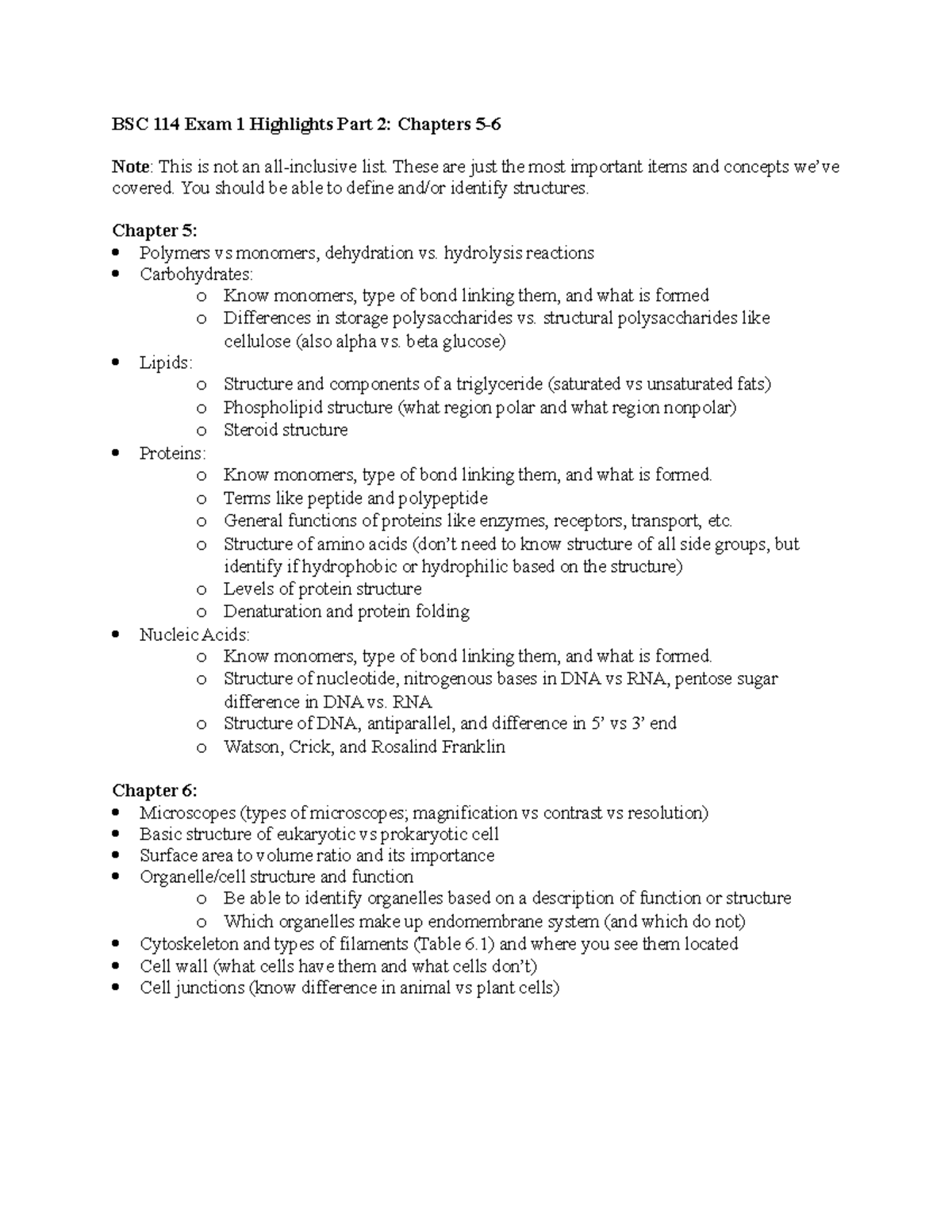 Exam 1 Highlights Part 2 sec 006 - BSC 114 Exam 1 Highlights Part 2 ...