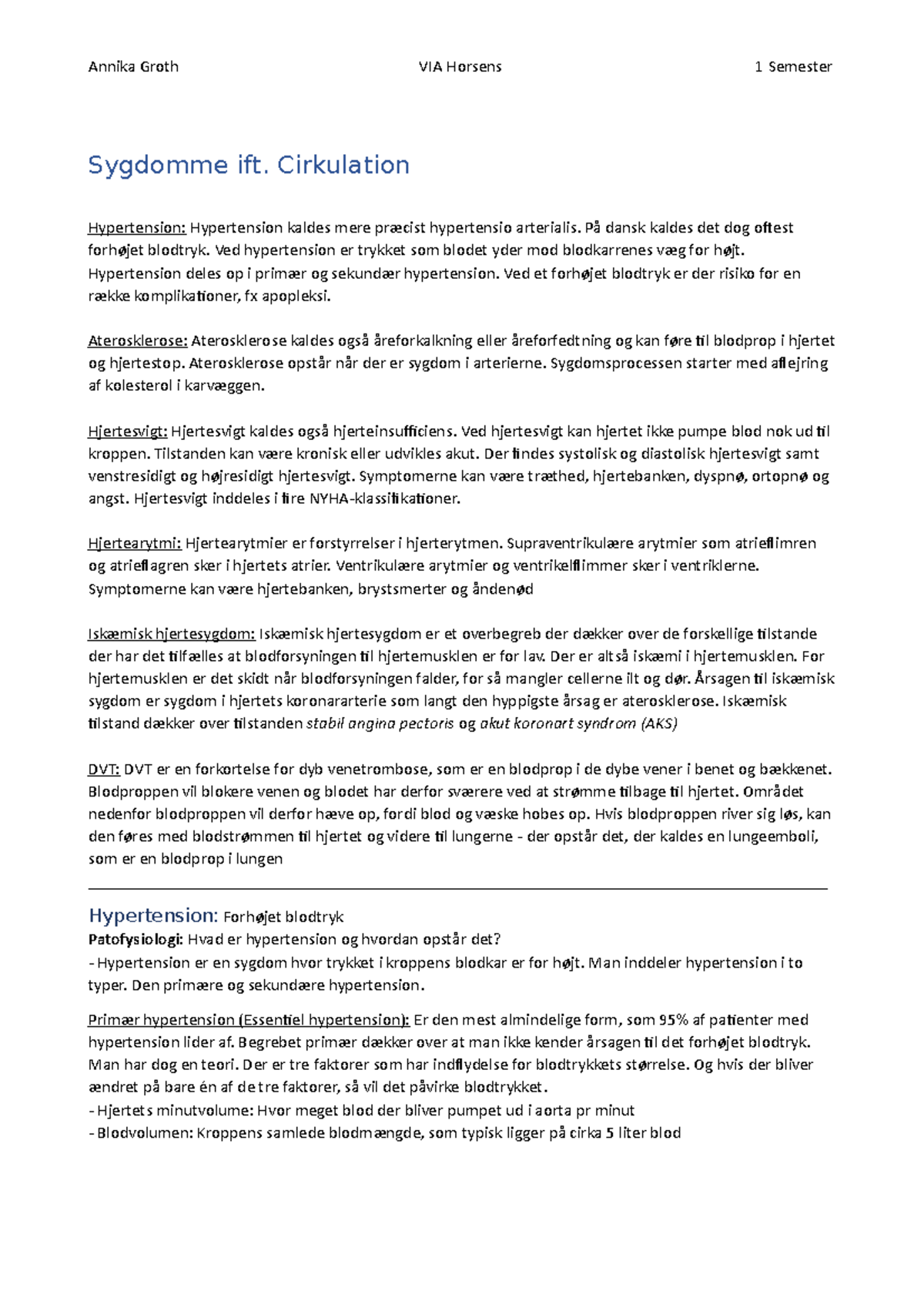 Sygdomme ift cirkulation - Sygdomme ift. Cirkulation Hypertension ...
