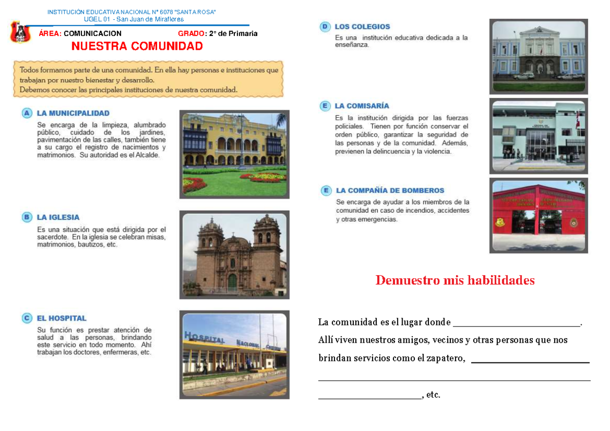 Ficha COM - 19-06 - + NUESTRA COMUNIDAD Demuestro mis habilidades La ...
