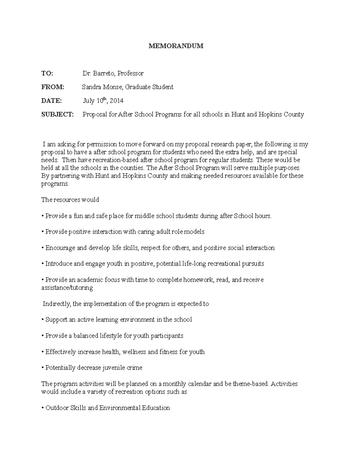 Memorandum assignment 3 kaplan by sandra monse - MEMORANDUM - Studocu