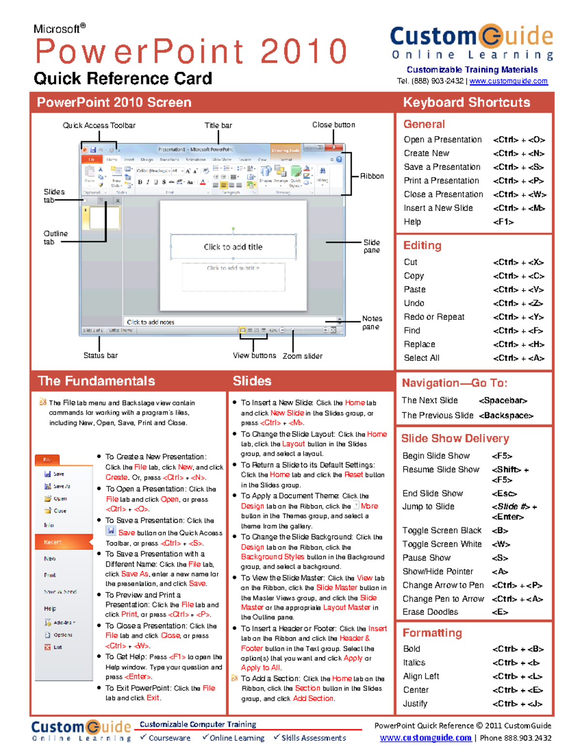 Power Point Quick Reference 2010 - Customizable Computer Training 9 ...