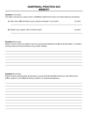 Unit 3 and 4 VCE Psychology Practice Exam - PSYCHOLOGY Written ...