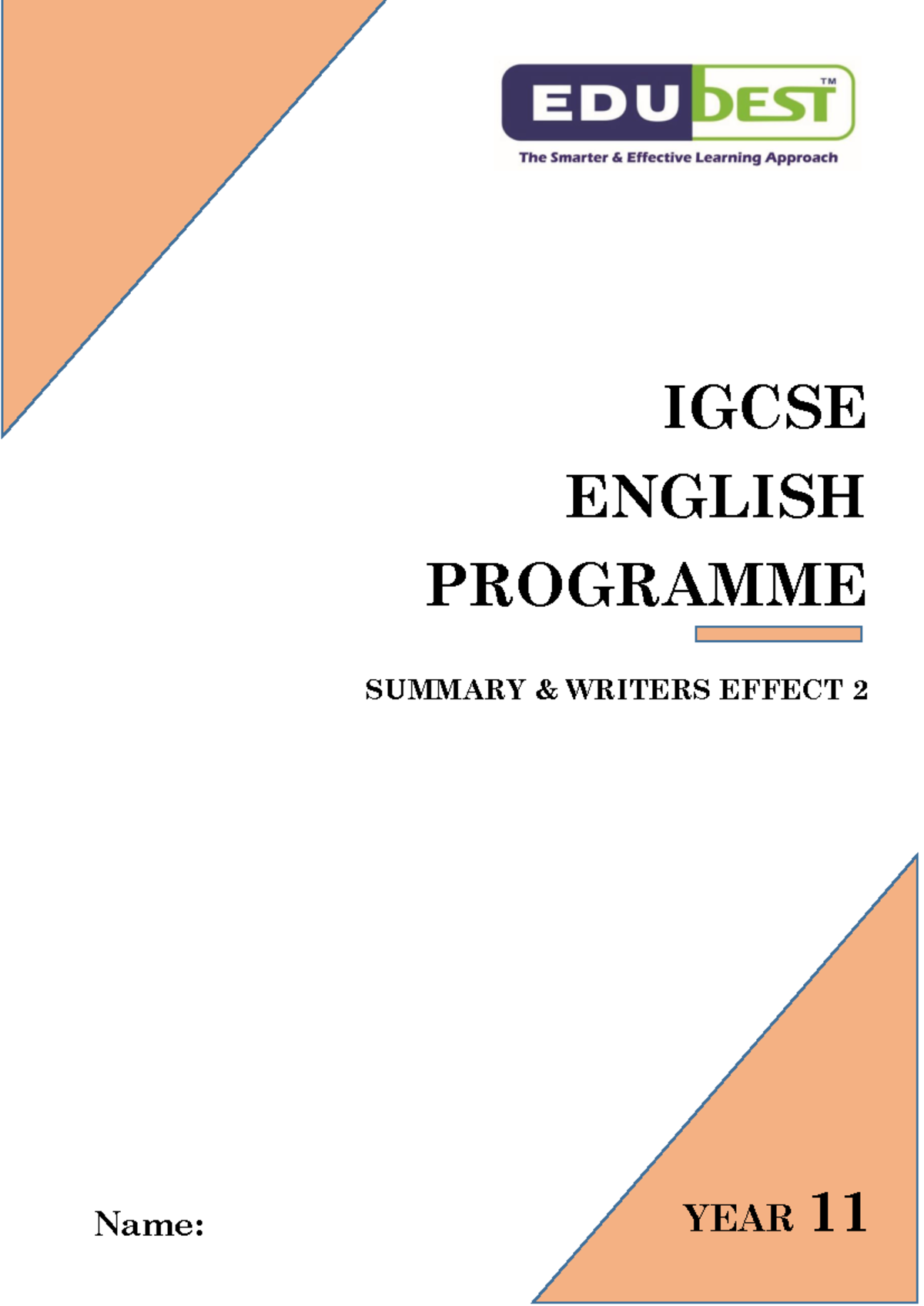 Writer's Effects - IGCSE ENGLISH PROGRAMME SUMMARY & WRITERS EFFECT 2 ...