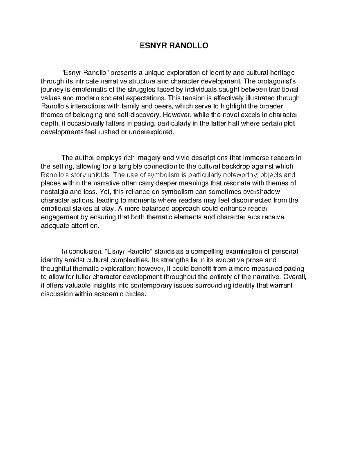 Esnyr Ranollo - ESNYR RANOLLO "Esnyr Ranollo" presents a unique ...