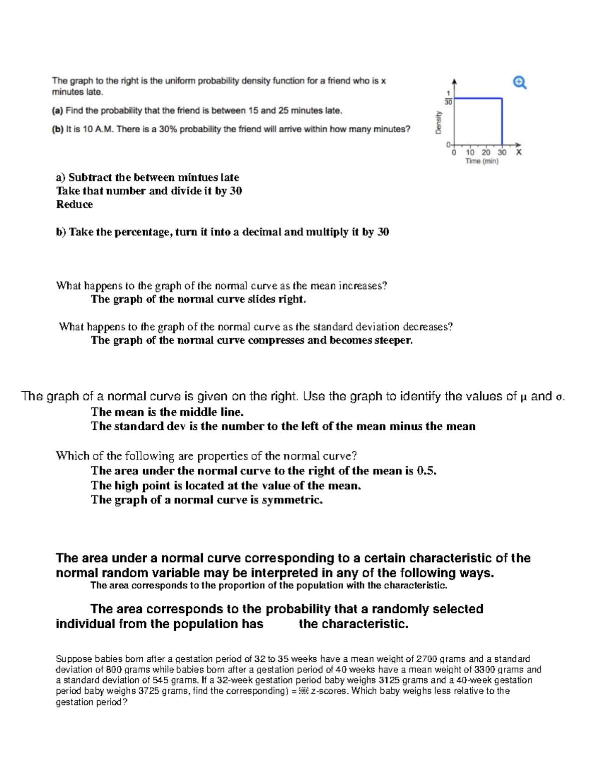 Ch 7 - Math 150 Chapter 7 - a) Subtract the between mintues late Take ...