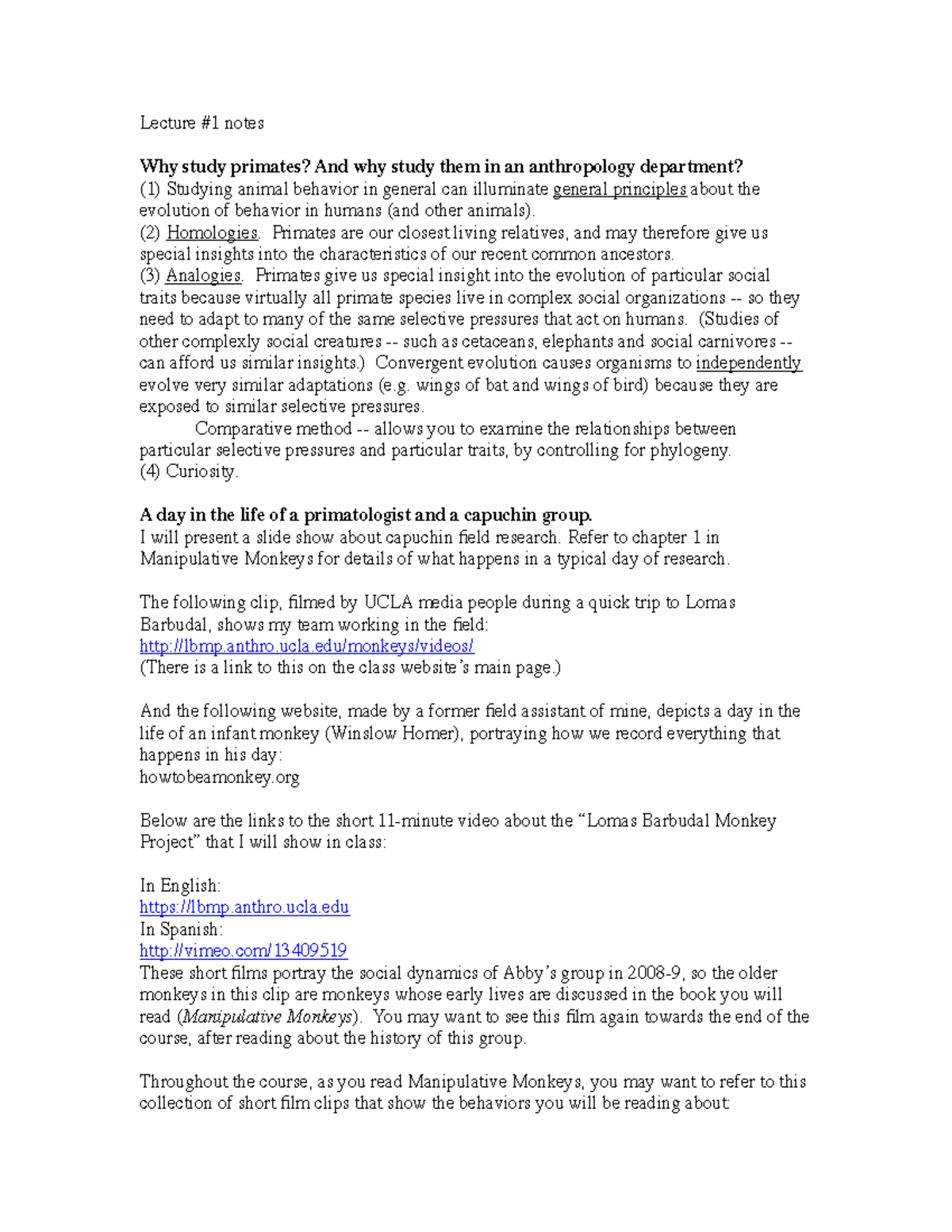 Lecture notes to day-in-the-life of an anthropologist - ANTHRO 128P ...