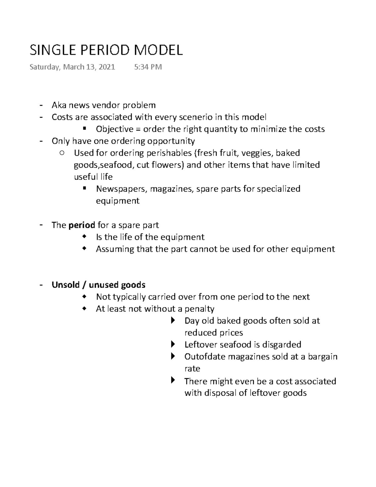 Single Period Model - textbook + class notes lecture 4 - Aka news ...