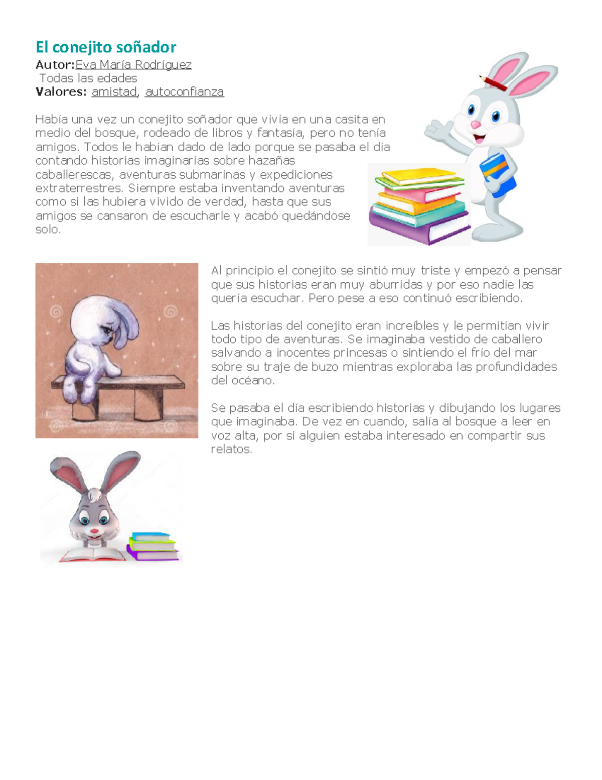 El conejito soñador - conejo - El conejito soñador Autor: Eva María ...