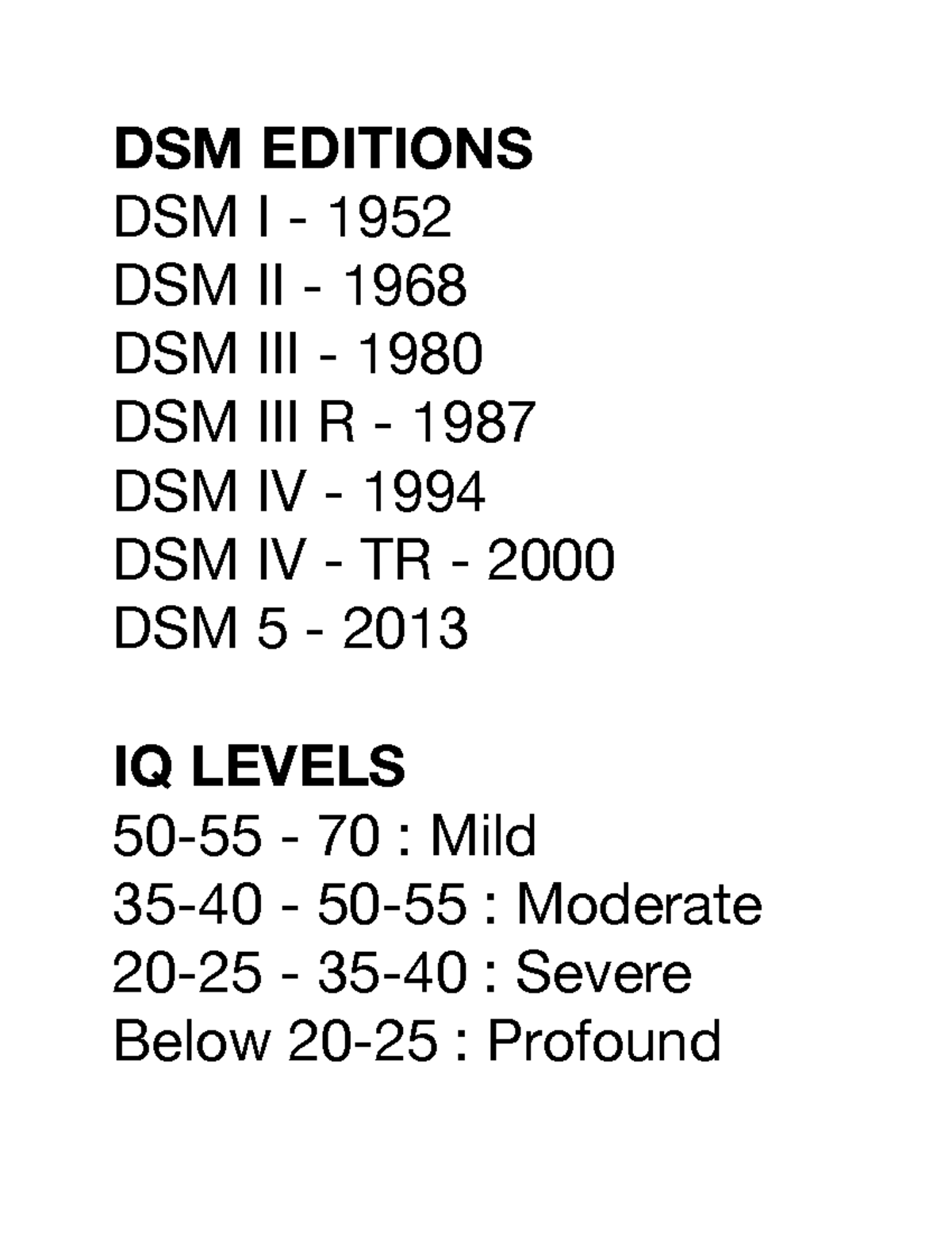 Terms Dates Abpsy - DSM EDITIONS DSM I - 1952 DSM II - 1968 DSM III ...