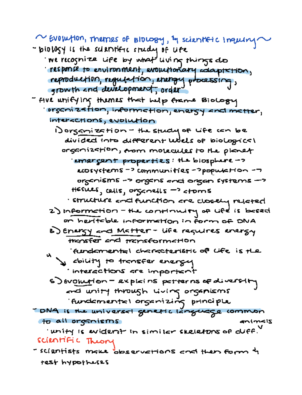 Chapter 1 - Lecture notes 1-2 - Evolution Themes of Biology by ...