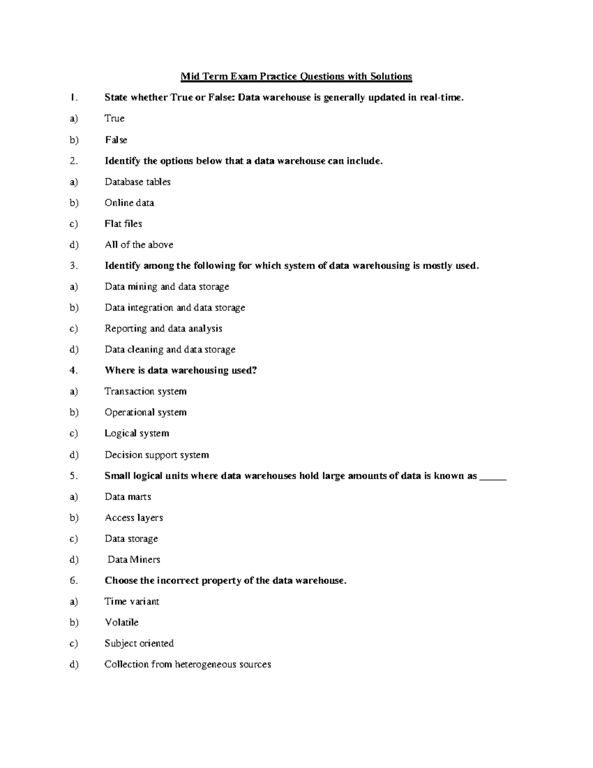 Mid Semester Exam 2023 Practice Questions - Mid Term Exam Practice ...
