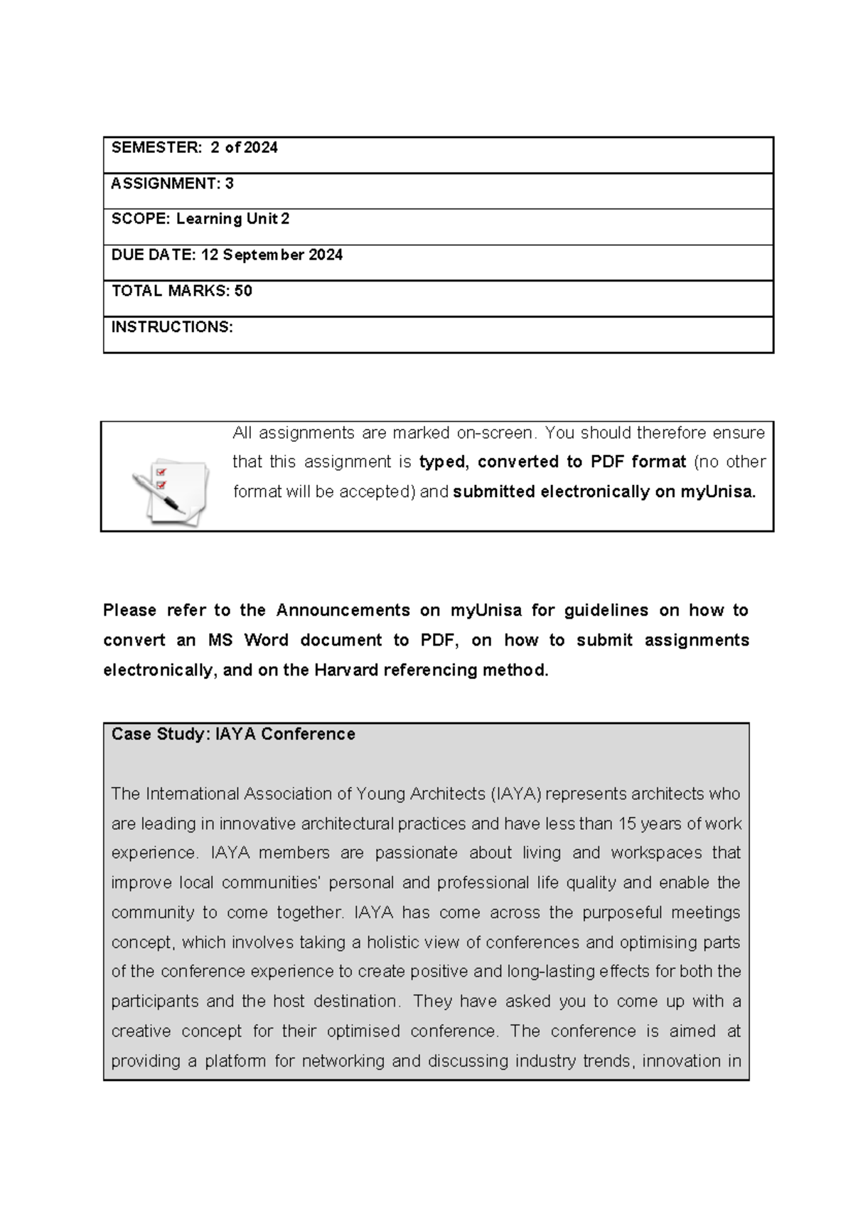 DTM3701 Assignment 1 S2 - SEMESTER: 2 of 2024 ASSIGNMENT: 3 SCOPE: Learning Unit 2 DUE DATE: 12 ...