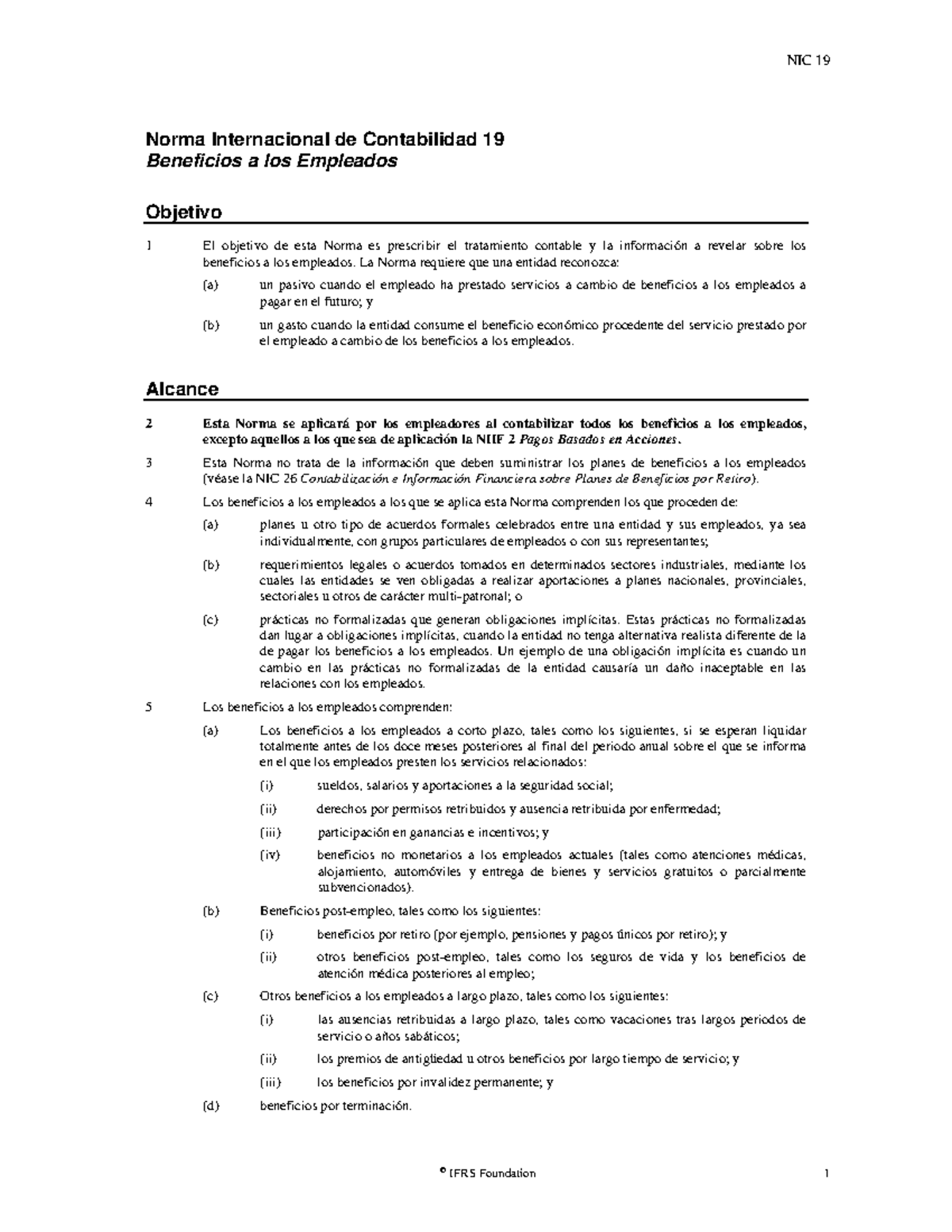 NIC 019 2014 - nic 19 - Norma Internacional de Contabilidad 19 ...
