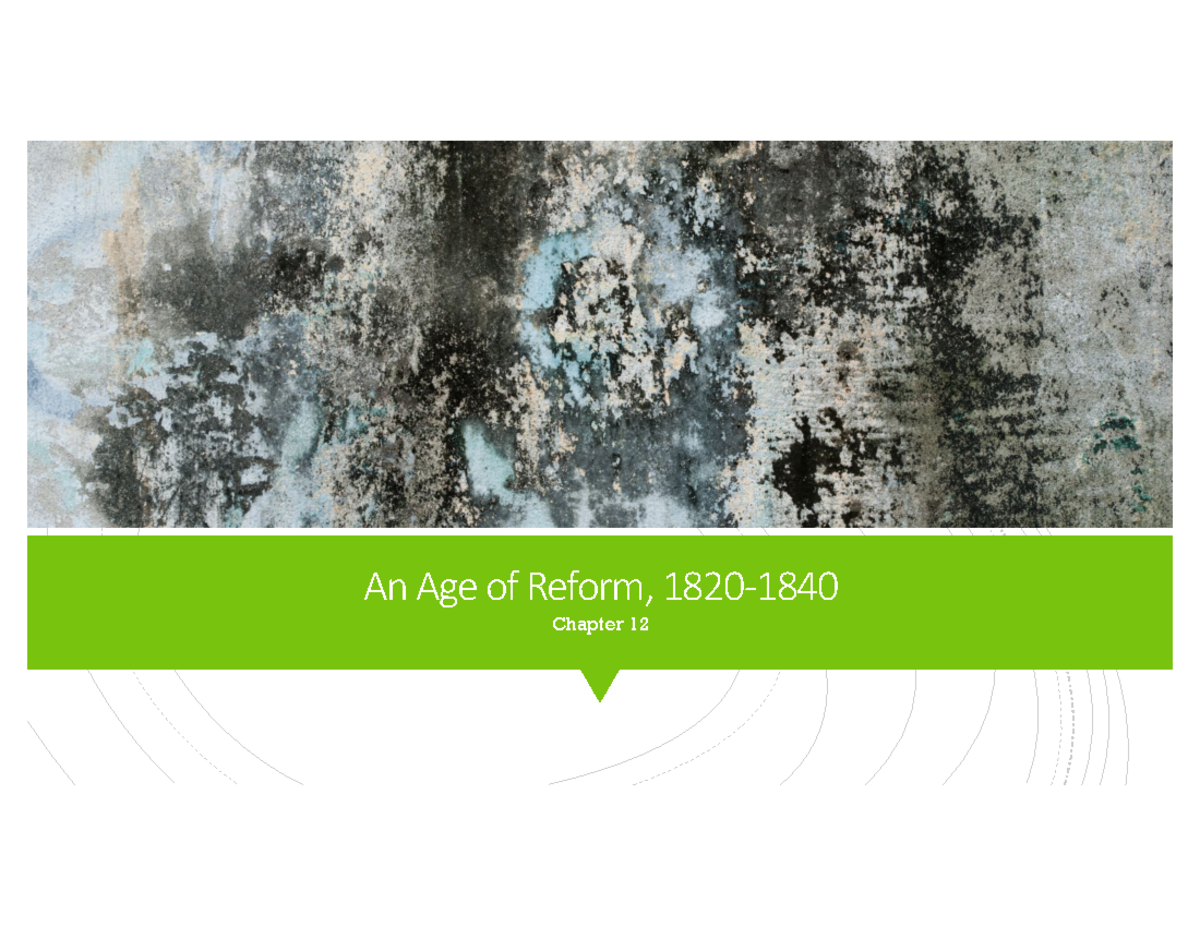 Chapter 12 Power Point - An Age of Reform, 1820- Chapter The Reform ...