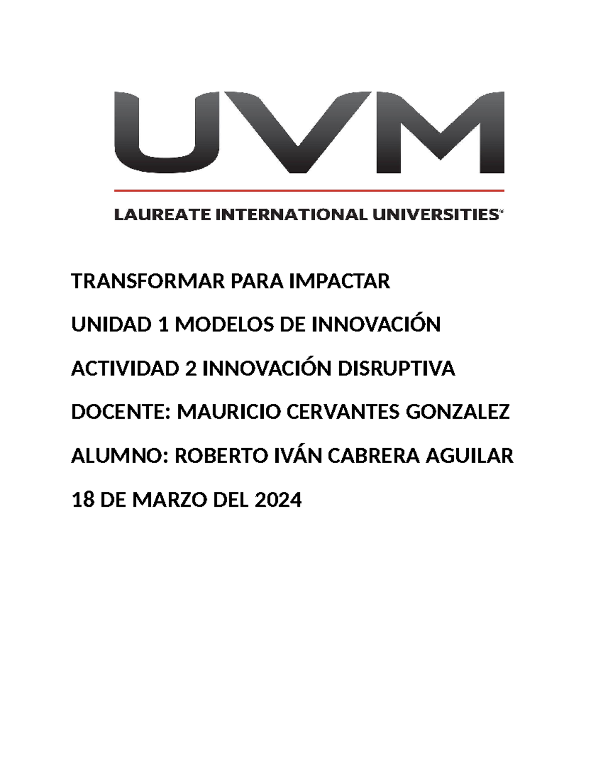 A2 TPI RICA - blackboard - TRANSFORMAR PARA IMPACTAR UNIDAD 1 MODELOS ...